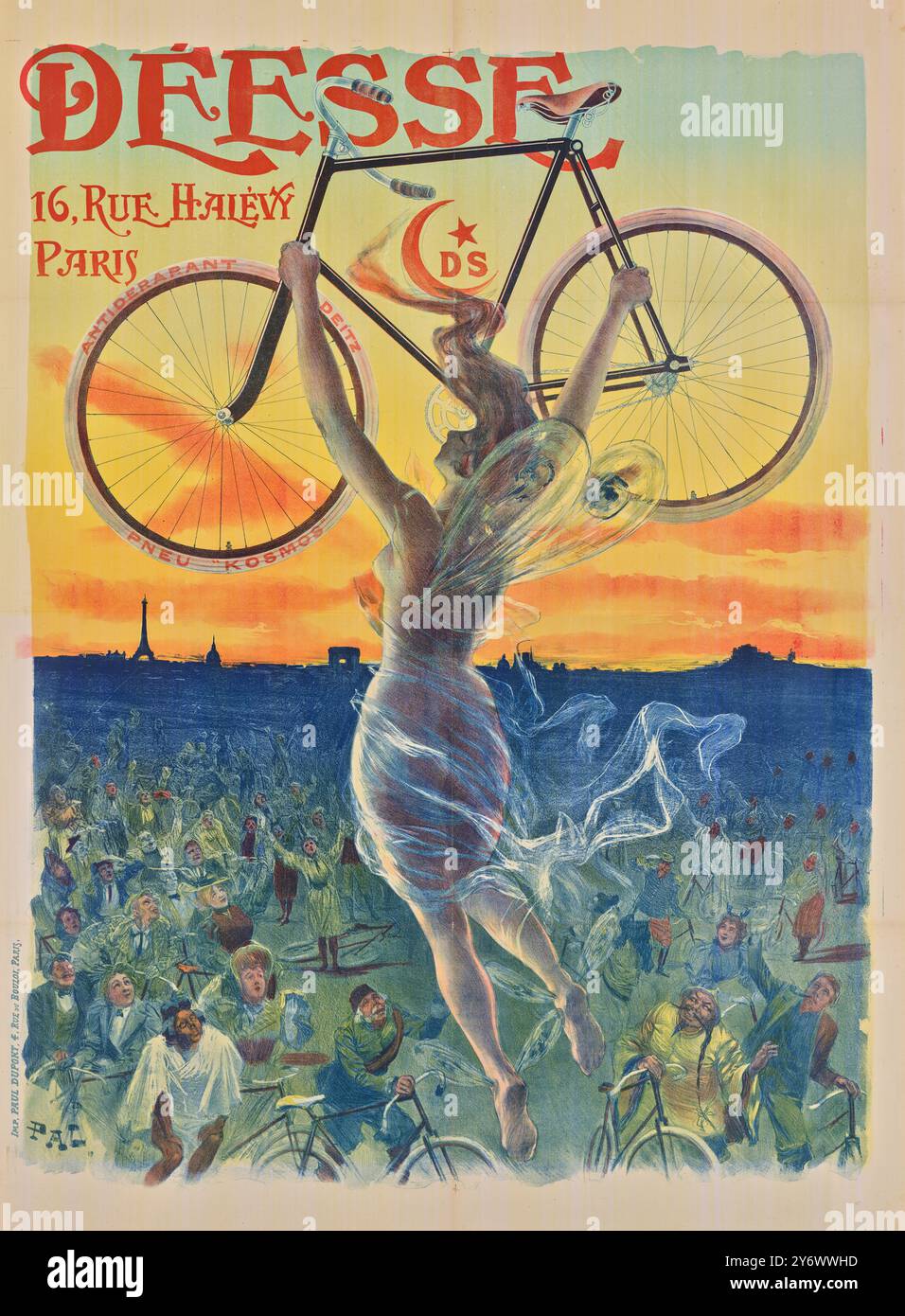 Vintage French bicycle advertising poster: Déesse bike shop in Paris ...