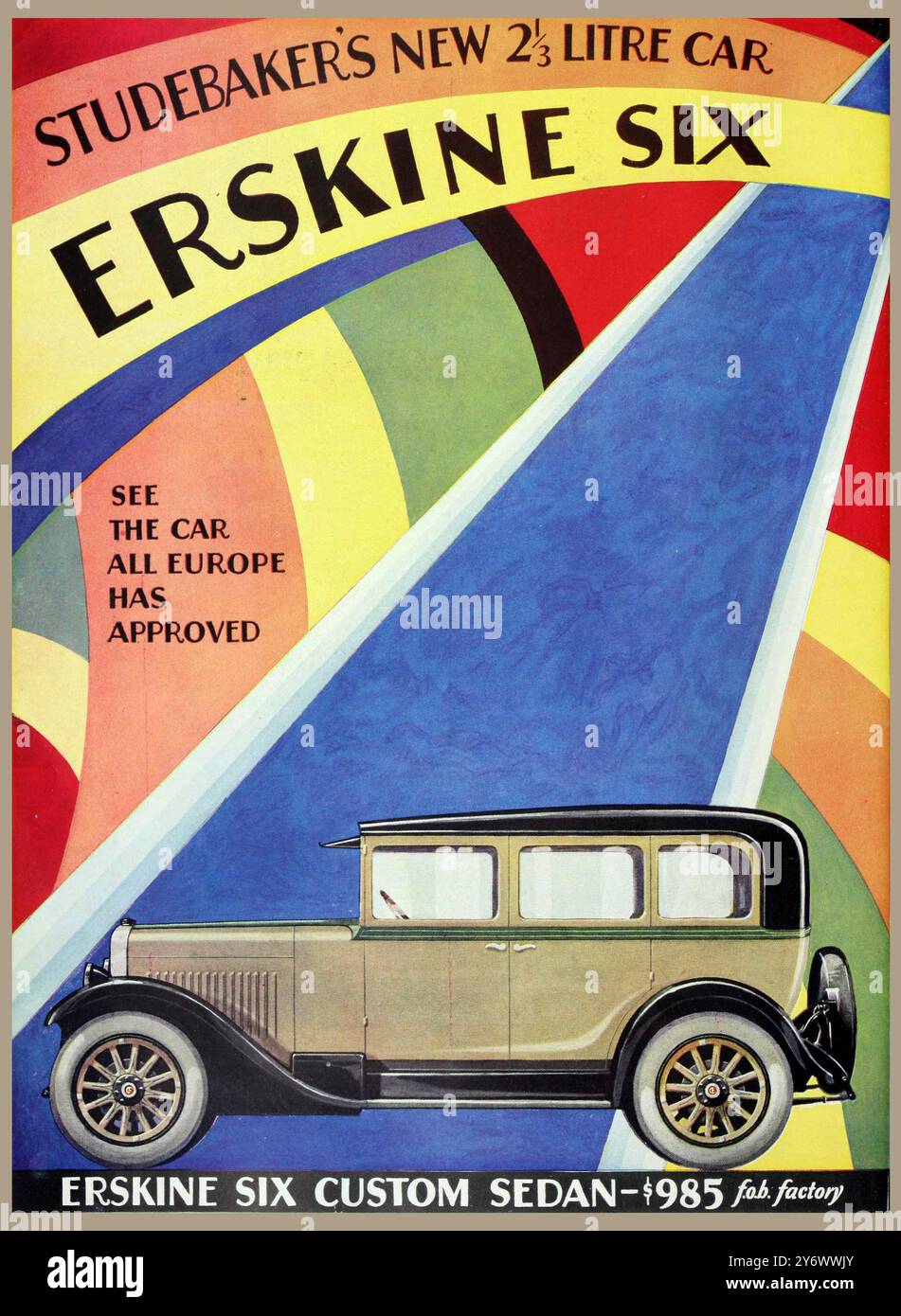 Vintage Car advertising illustration art for Studebaker's Erskine Six ...