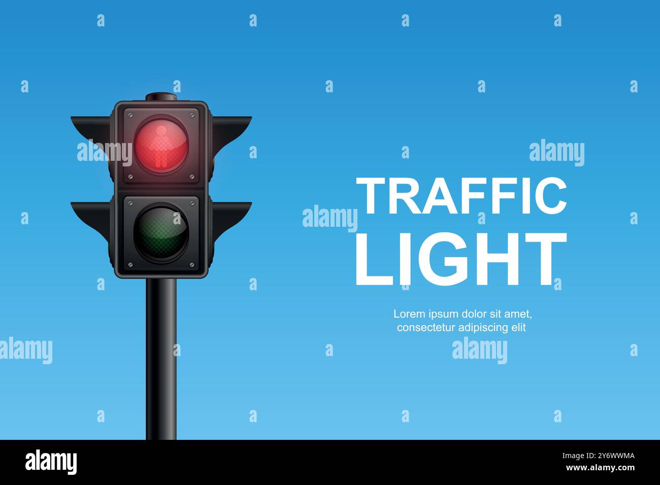 Vector Realistic Traffic Light with Red Light On. Pedestrian Signal in ...