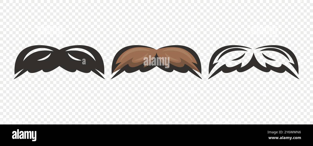 Hipster Mustache. Cartoon Face Party Decoration Set. Classic Mustache ...