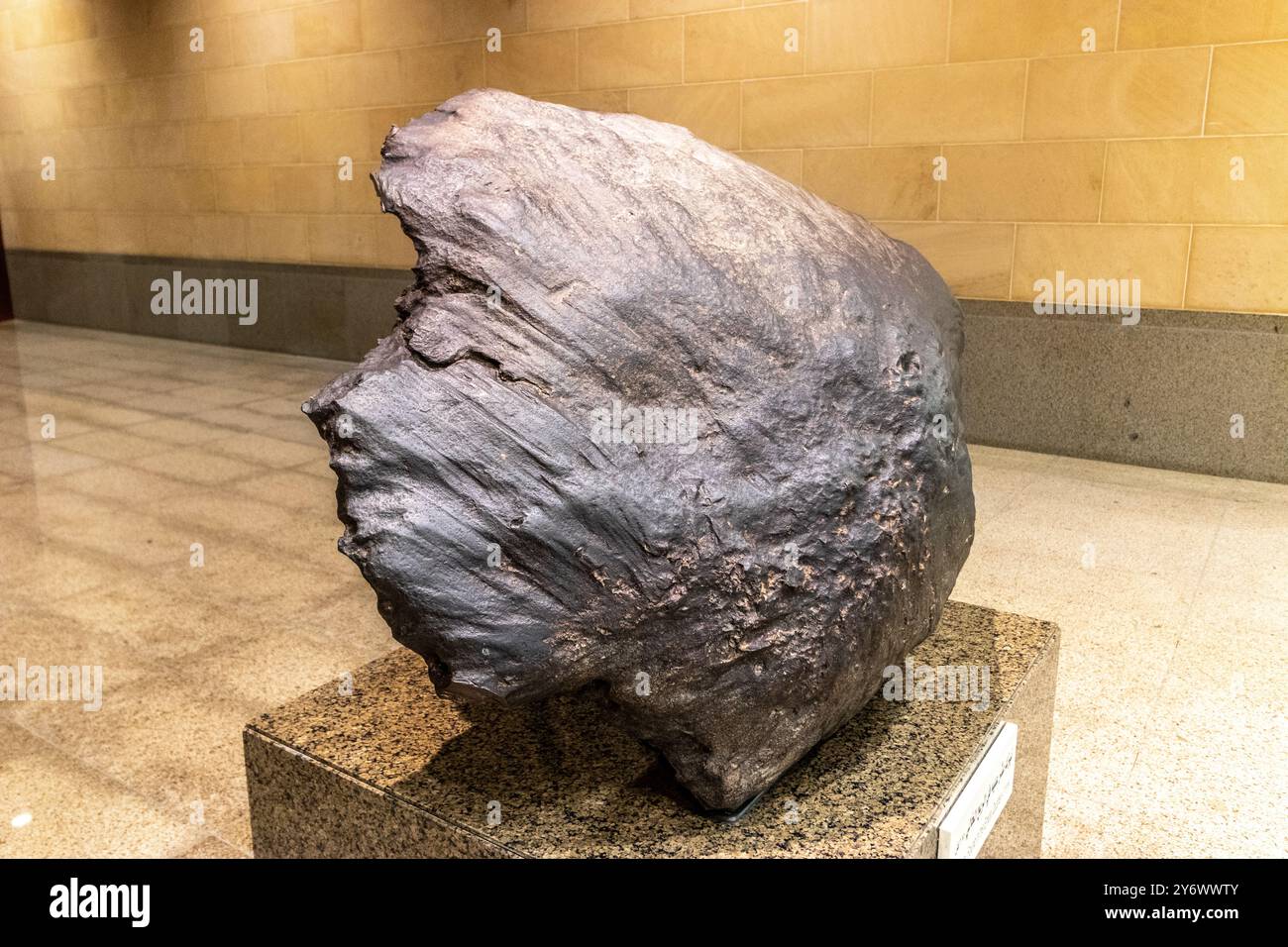 RIYADH, SAUDI ARABIA - NOVEMBER 29, 2021: Iron meteorite in the ...