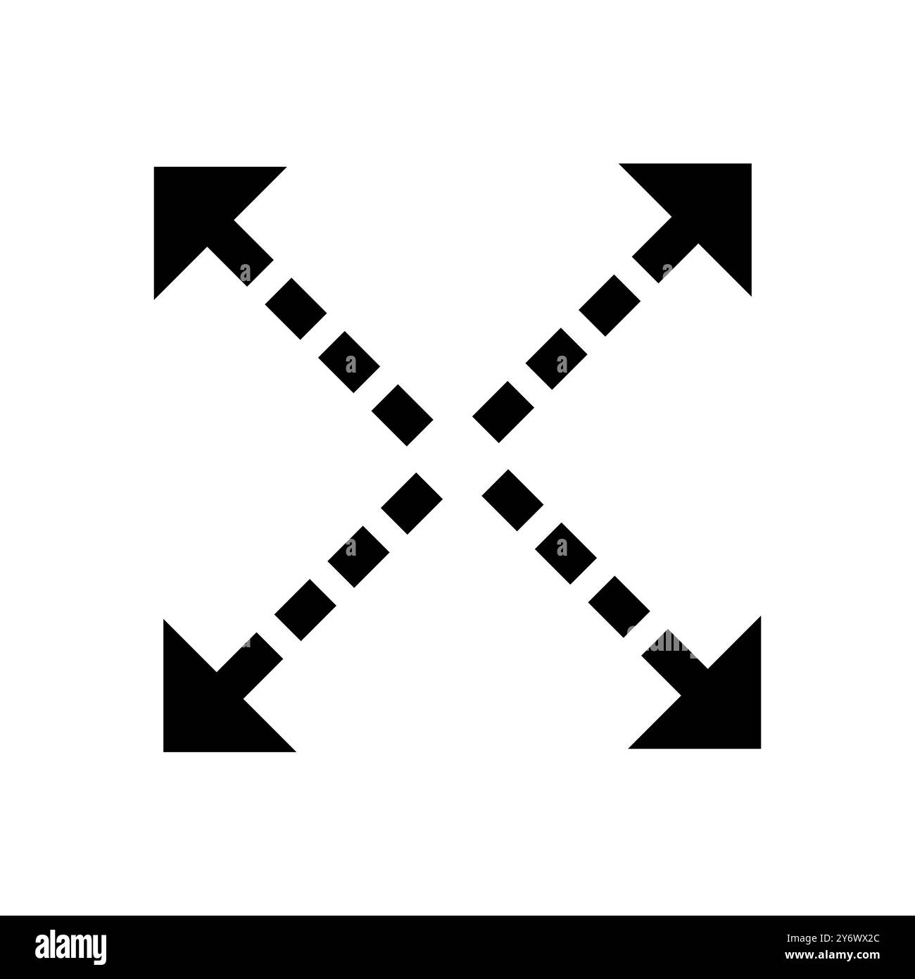 Expand Arrows Icon Four Direction Symbol Dashed Arrow Design Vector Graphic Element Stock