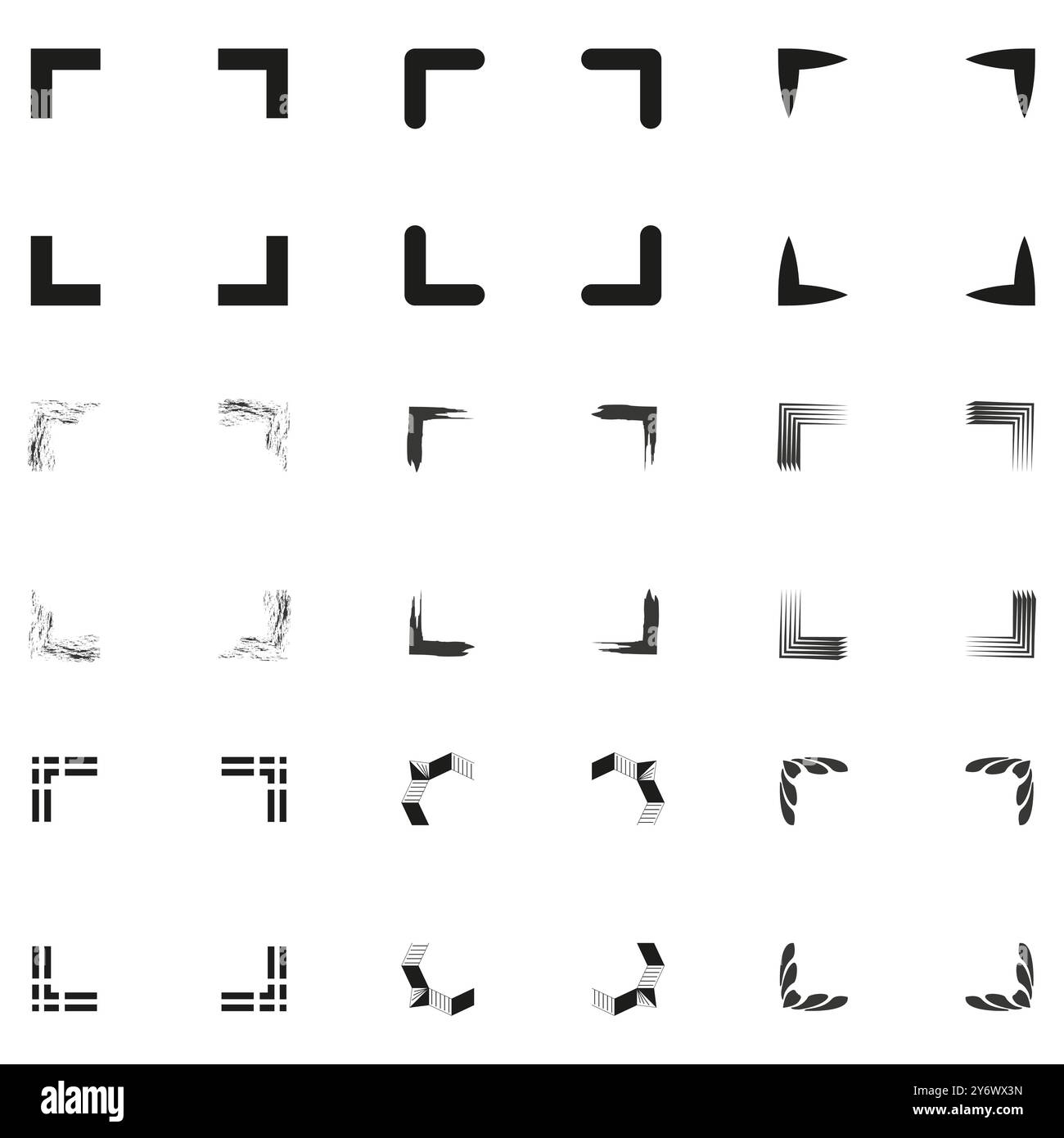 Set of abstract corner frame designs. Variety of geometric, textured ...