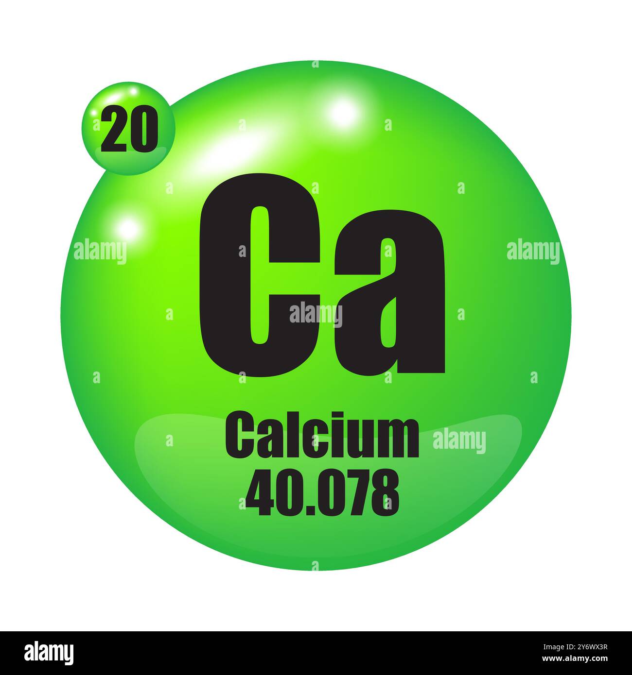Calcium symbol icon. Element Ca 20. Atomic mass 40.078. Vector element ...