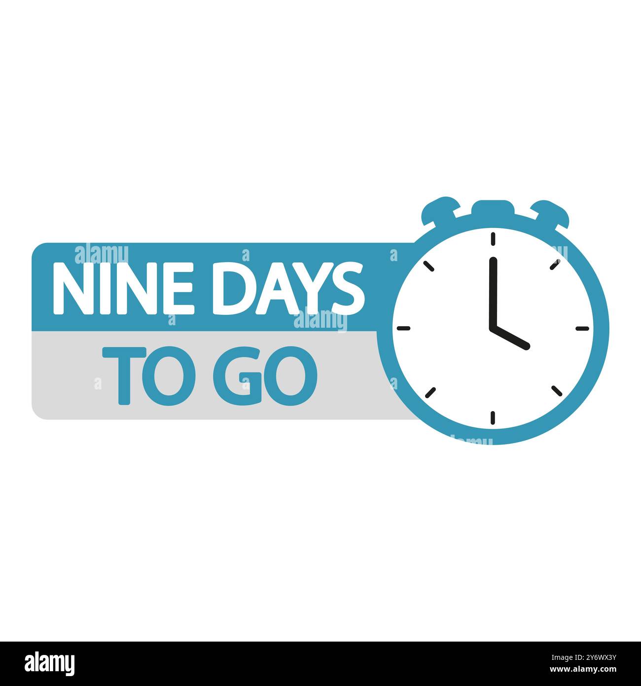 Countdown timer illustration. Number nine focus. Nine days to go text ...