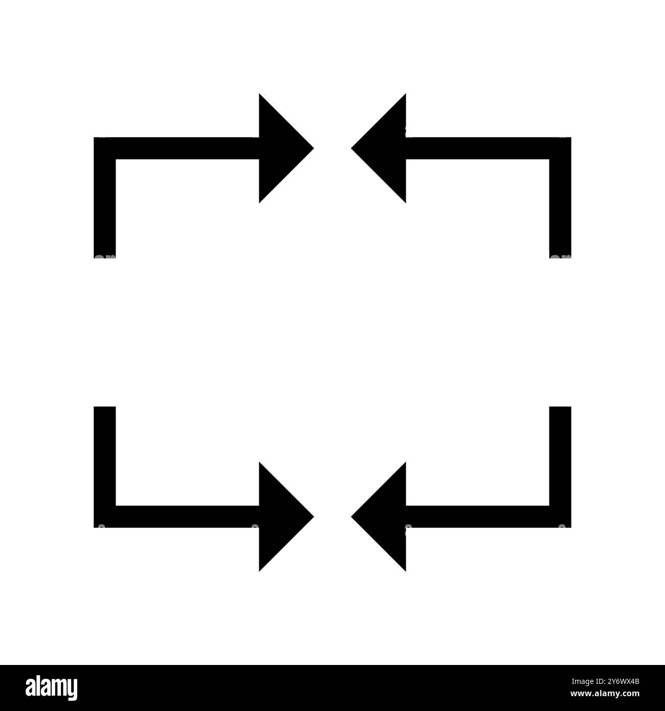 Four arrow icon. Directional arrows symbol. Minimalist navigation graphic. Geometric shape ...