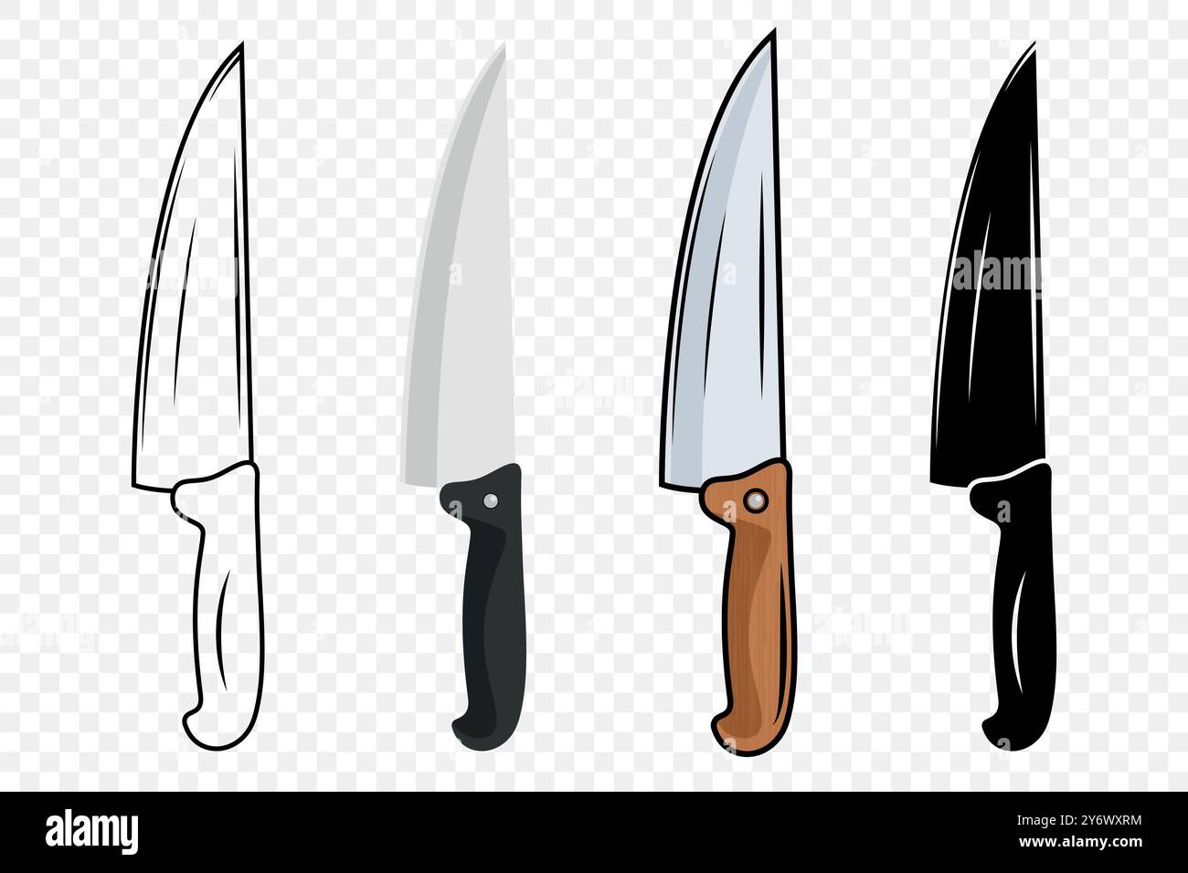 Vector Kitchen Knife Icon Set. Chef Knife with Sharp Blade, Kitchen ...