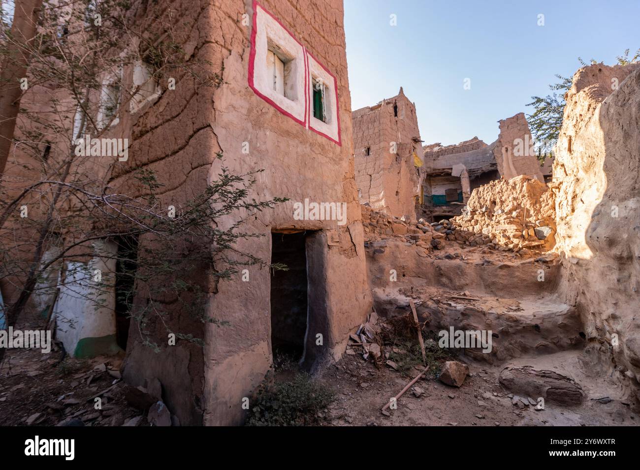 Traditional mud-brick houses in Dhahran al Janub, Saudi Arabia Stock ...
