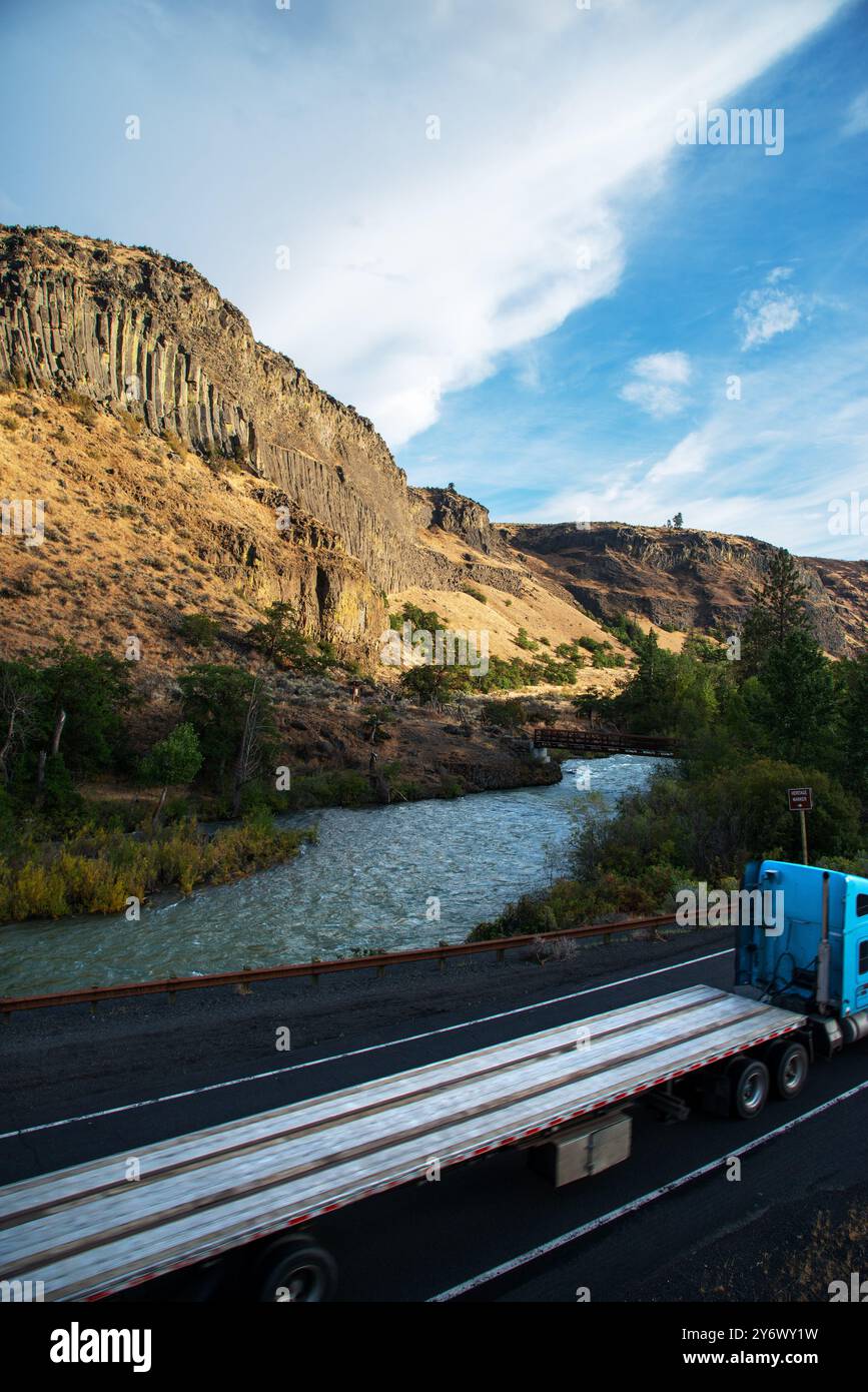 Tieton River Canyon is lined on both sides of Highway 12 of andesite ...