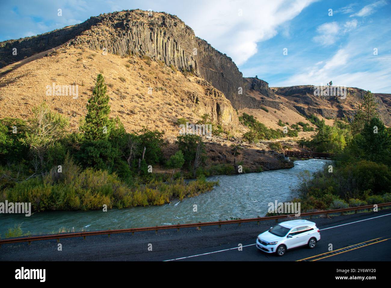 Tieton River Canyon is lined on both sides of Highway 12 of andesite ...