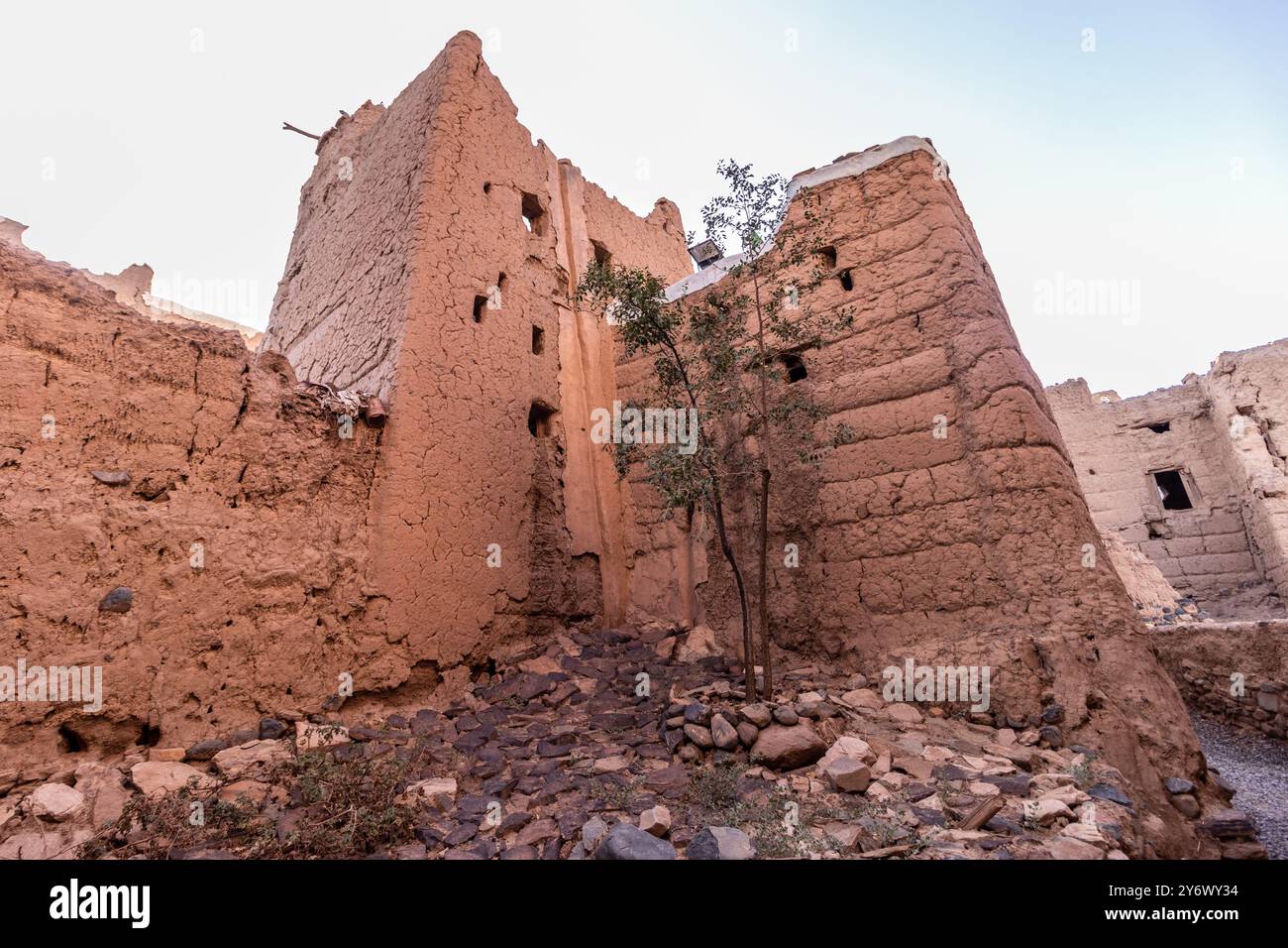 Ruins of traditional adobe houses in Dhahran al Janub, Saudi Arabia ...