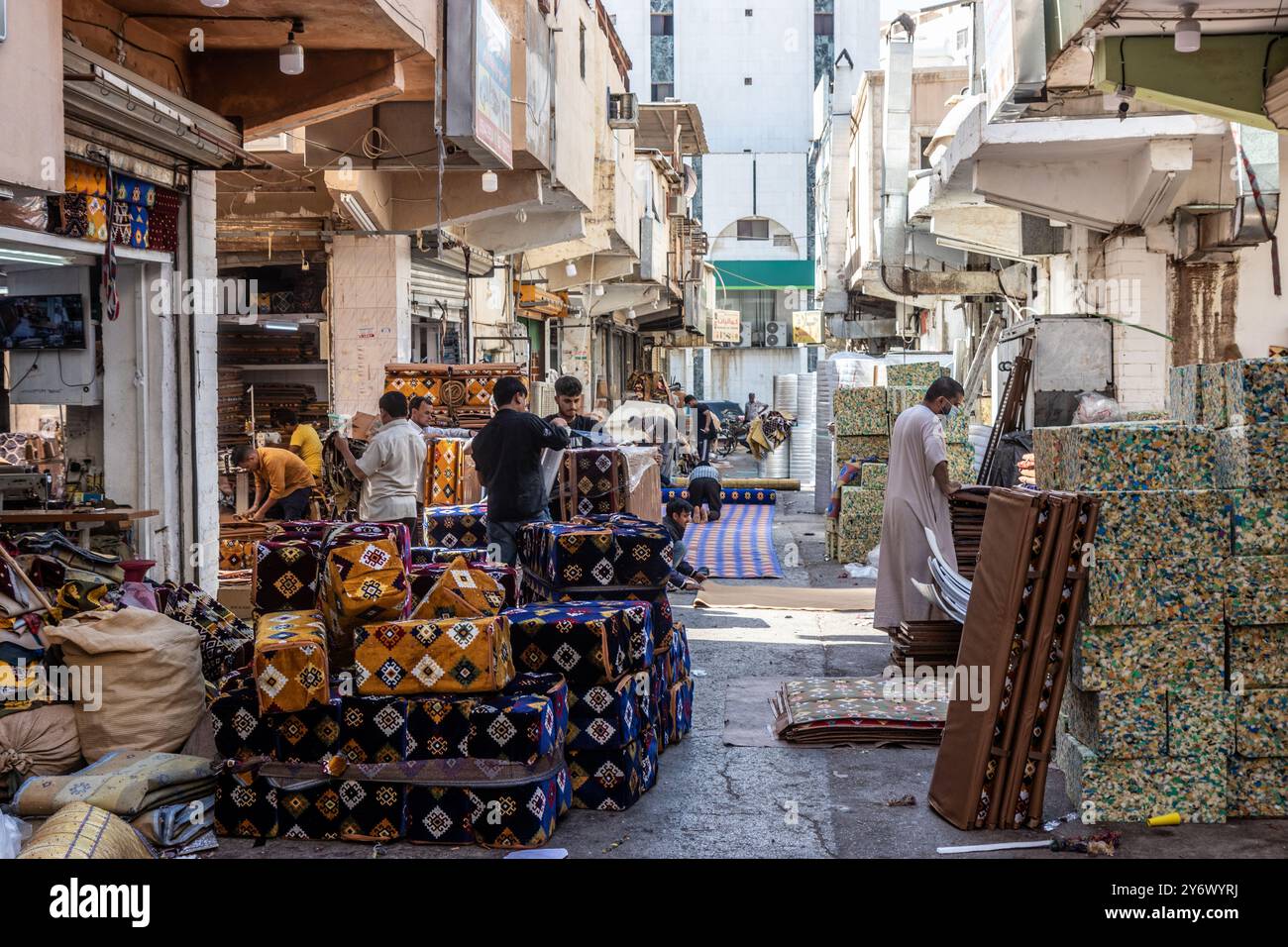 RIYADH, SAUDI ARABIA - DECEMBER 1, 2021: Alley at a market in Almarqab ...