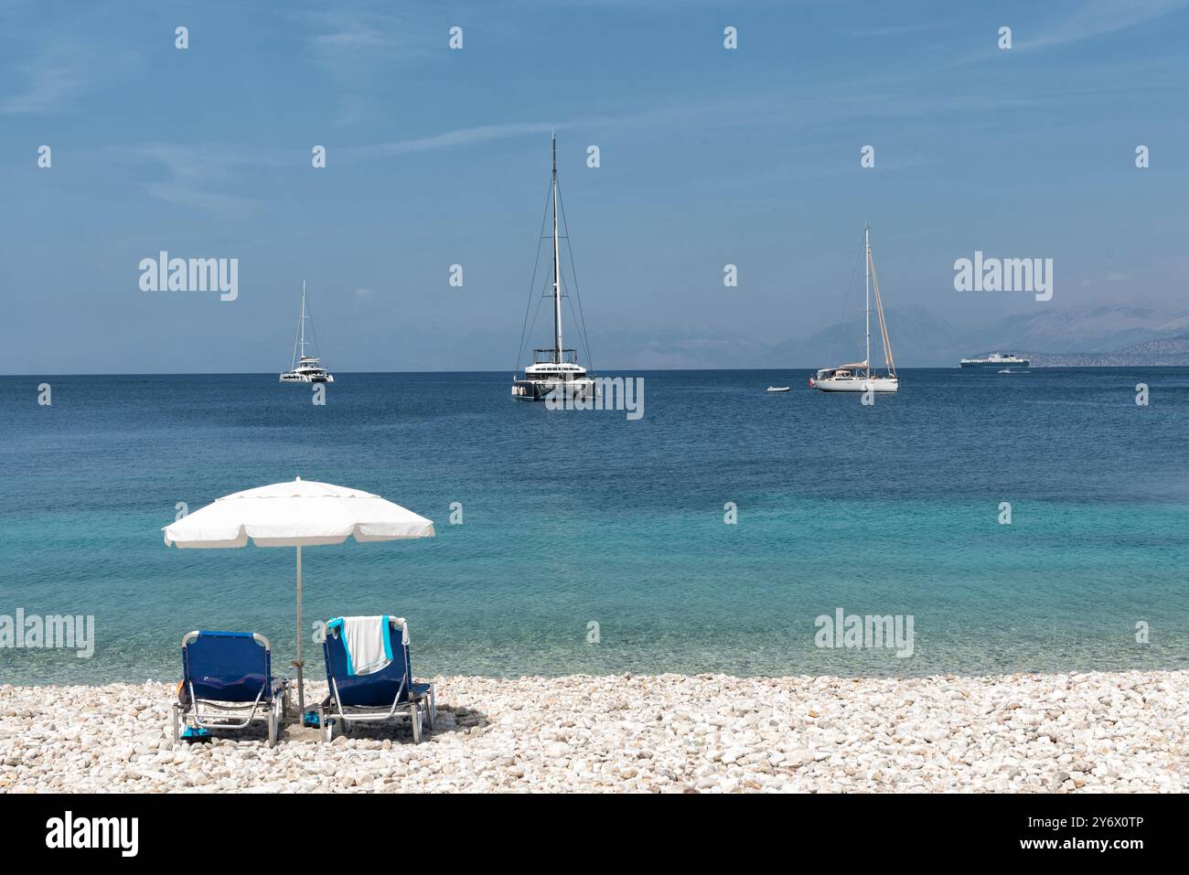 View of Avlaki beach in Corfu, Greece Stock Photo - Alamy