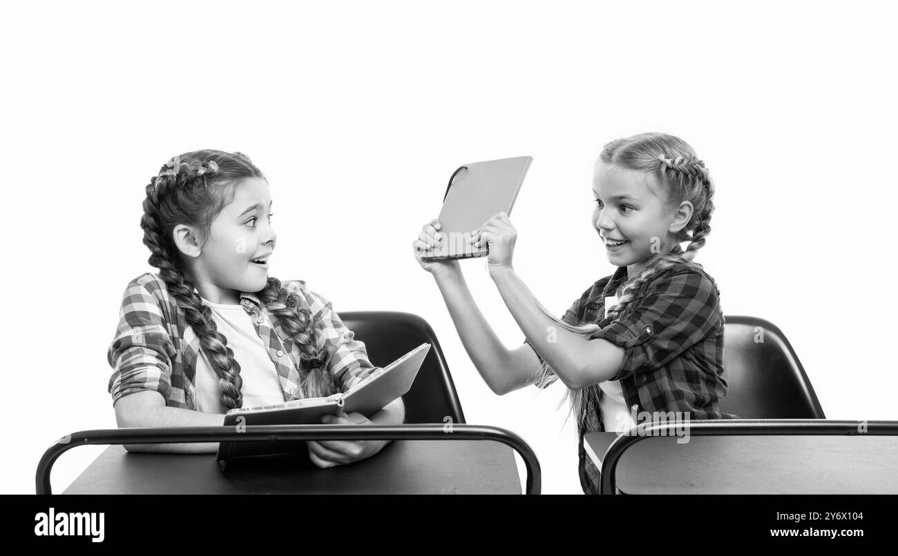 school children study with book. School children study in classroom ...