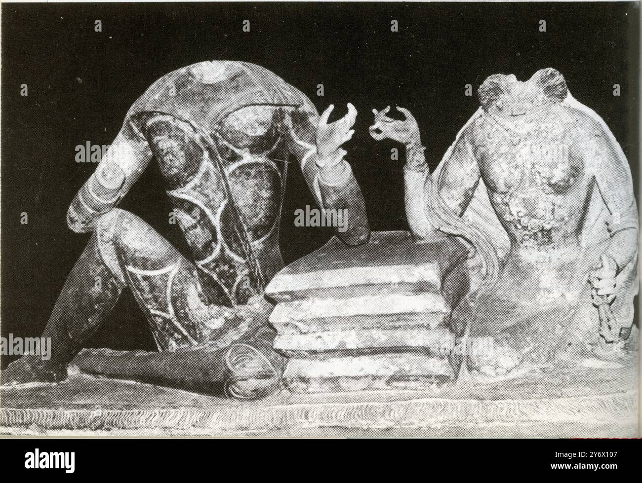 Afghanistan, statues en terre cuite du monastère de Fondukistan, 6e ...