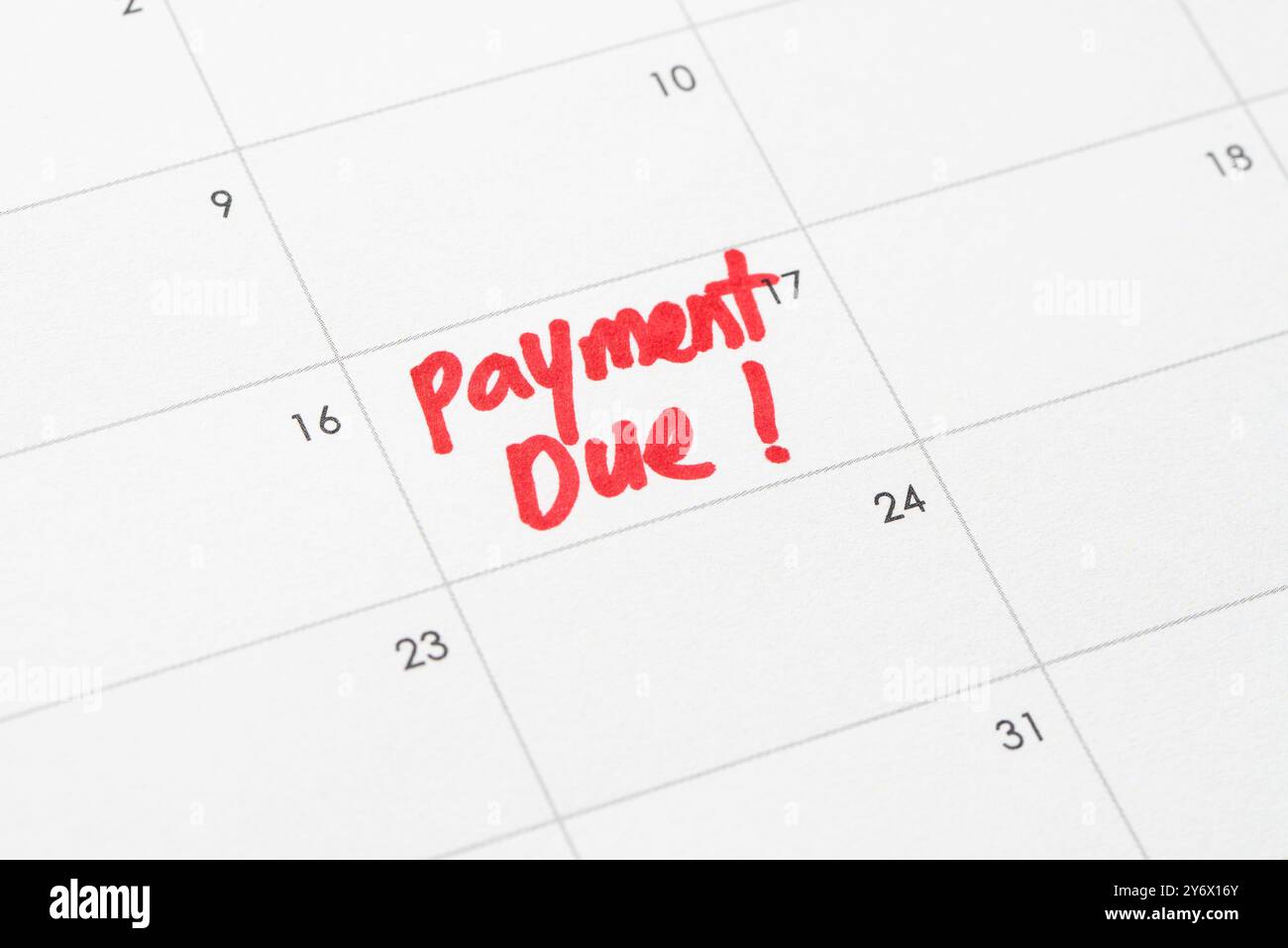Reminder on the calendar of a due payment Stock Photo - Alamy