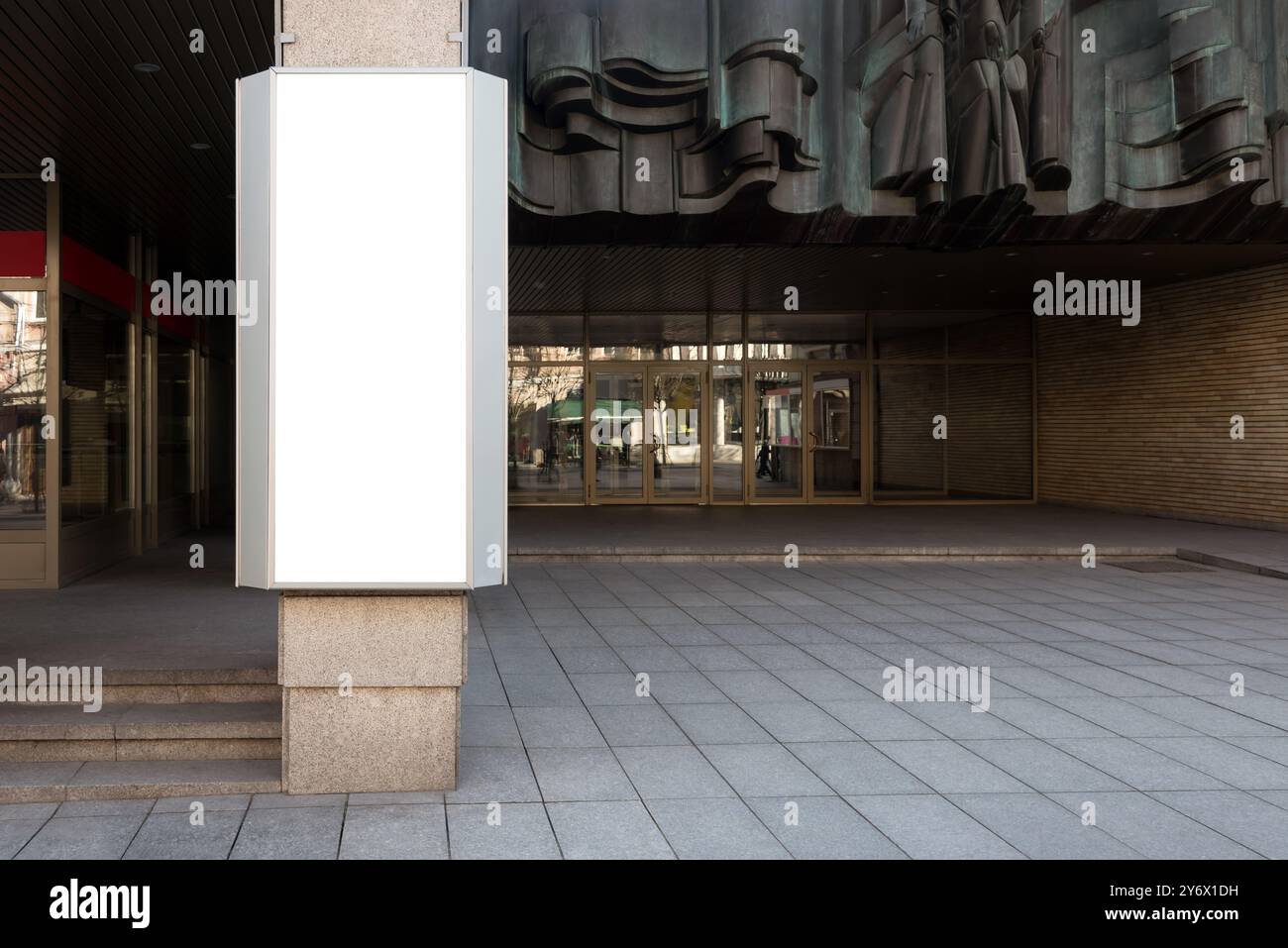 Mockup Of Vertical Poster Lightbox Next To The City Theatre. Event ...