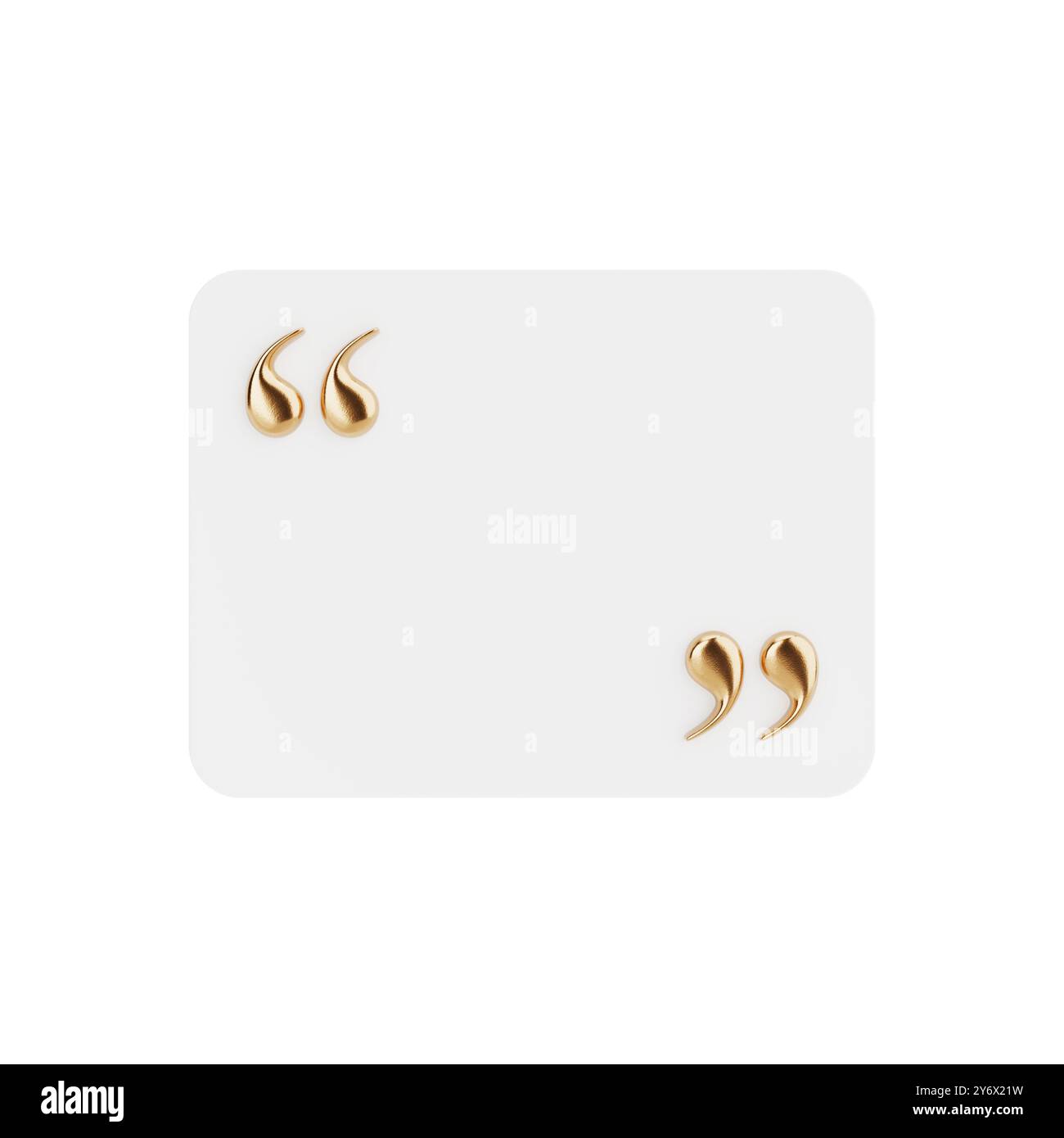 White Blank Card with Golden Quotation Marks on a white background. 3d ...