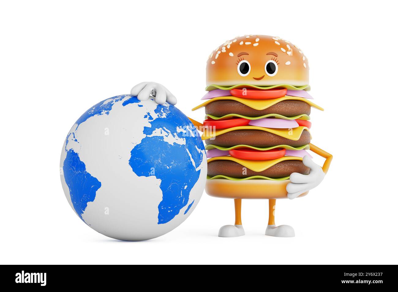 Cartoon Premium Delicious Burger Icon Person Character Mascot with ...