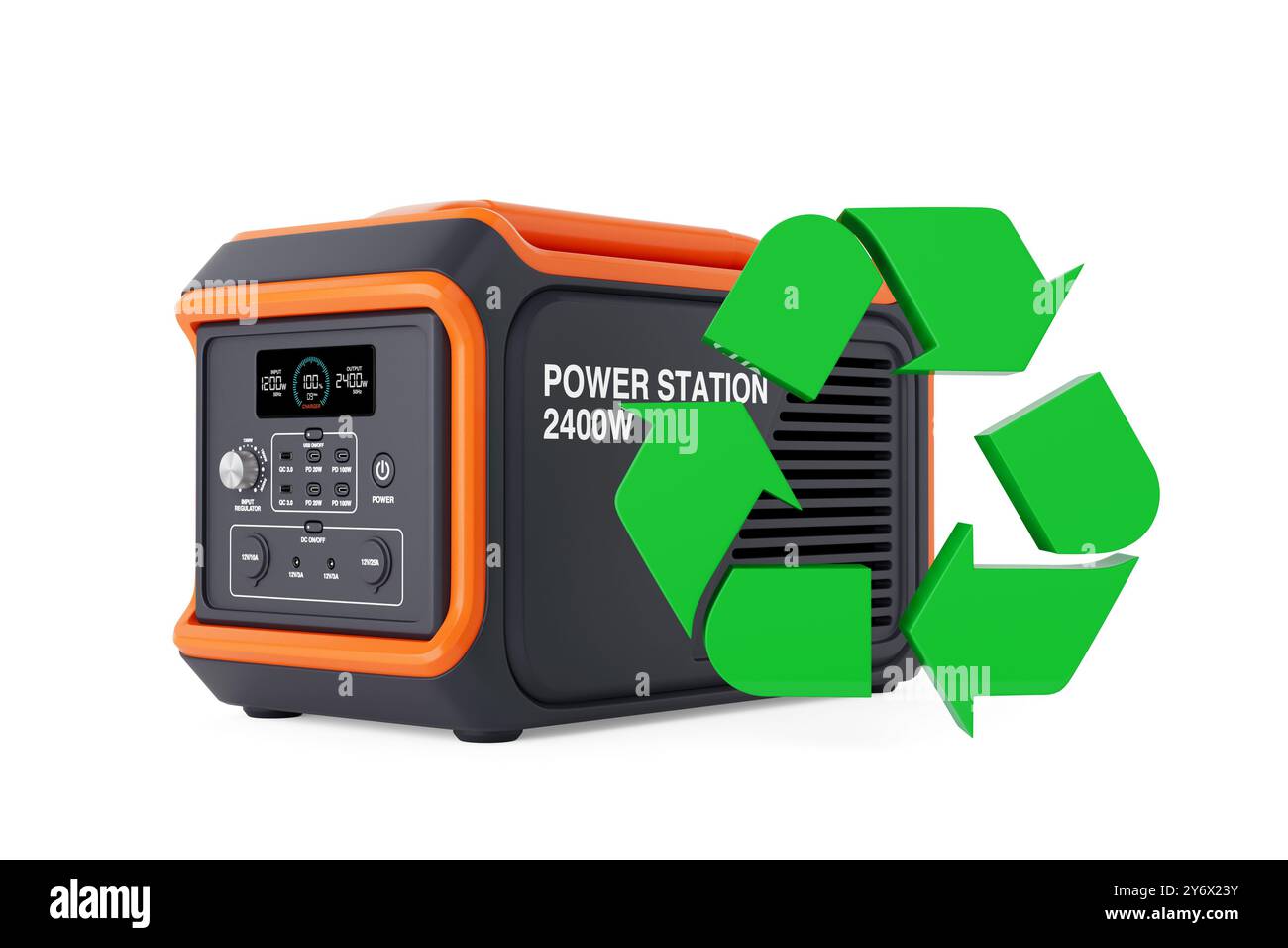 High Capacity Portable Power Generator Station with Green Recycle Sign ...