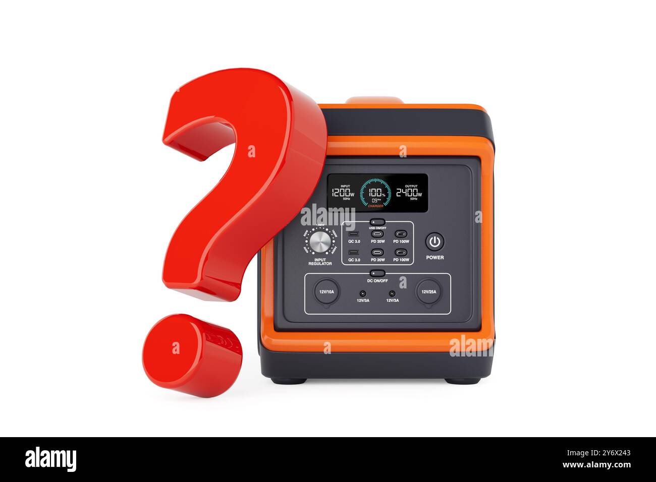High Capacity Portable Power Generator Station with Red Question Mark ...