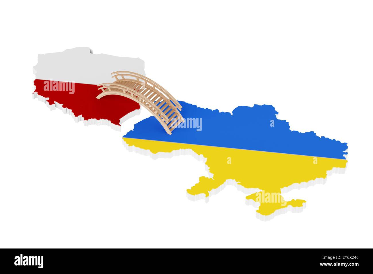 Ukraine and Poland Frienship Concept. Bridge Between Ukraine Map with ...