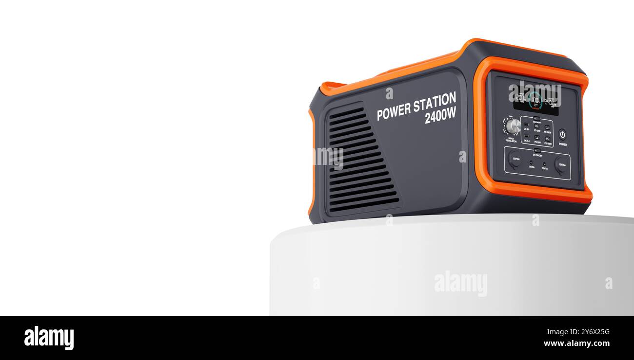 White Podium Pedestal Stand with High Capacity Portable Power Generator ...