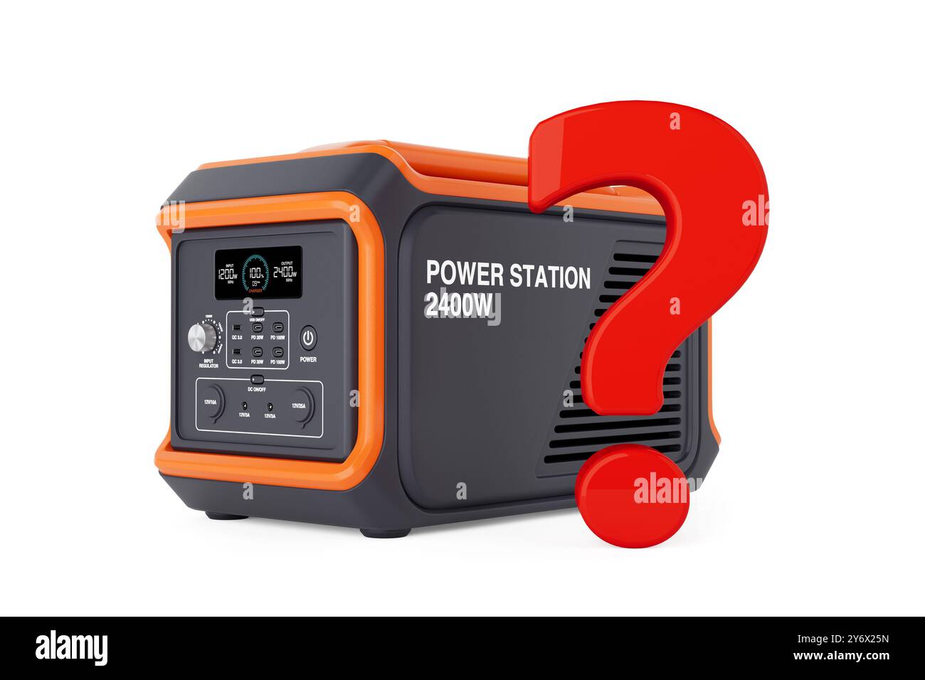 High Capacity Portable Power Generator Station with Red Question Mark ...