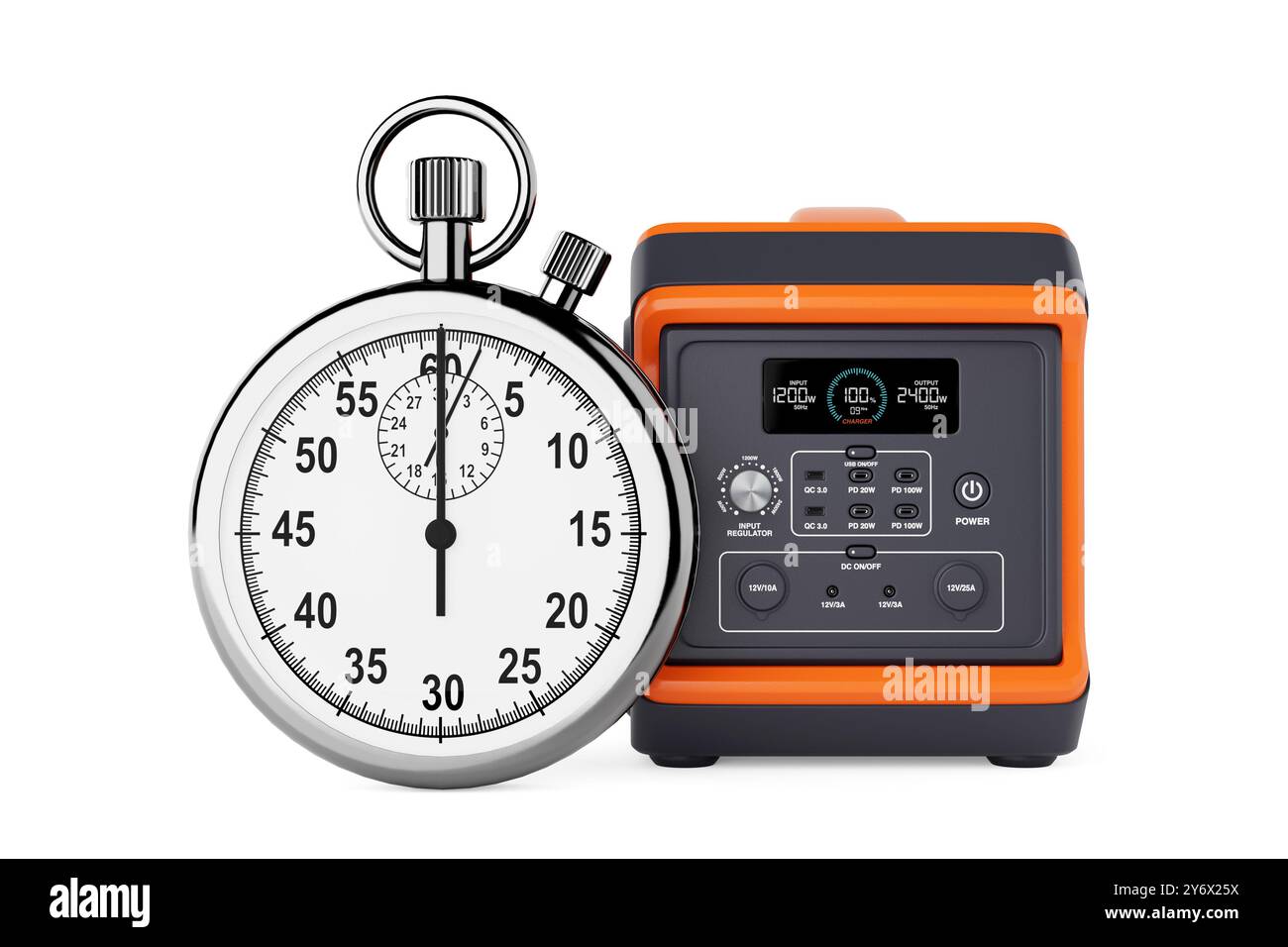 High Capacity Portable Power Generator Station with Stopwatch on a ...