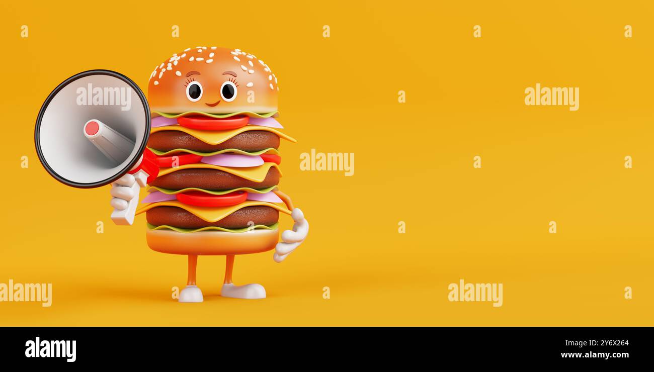 Cartoon Premium Delicious Burger Icon Person Character Mascot with Red ...