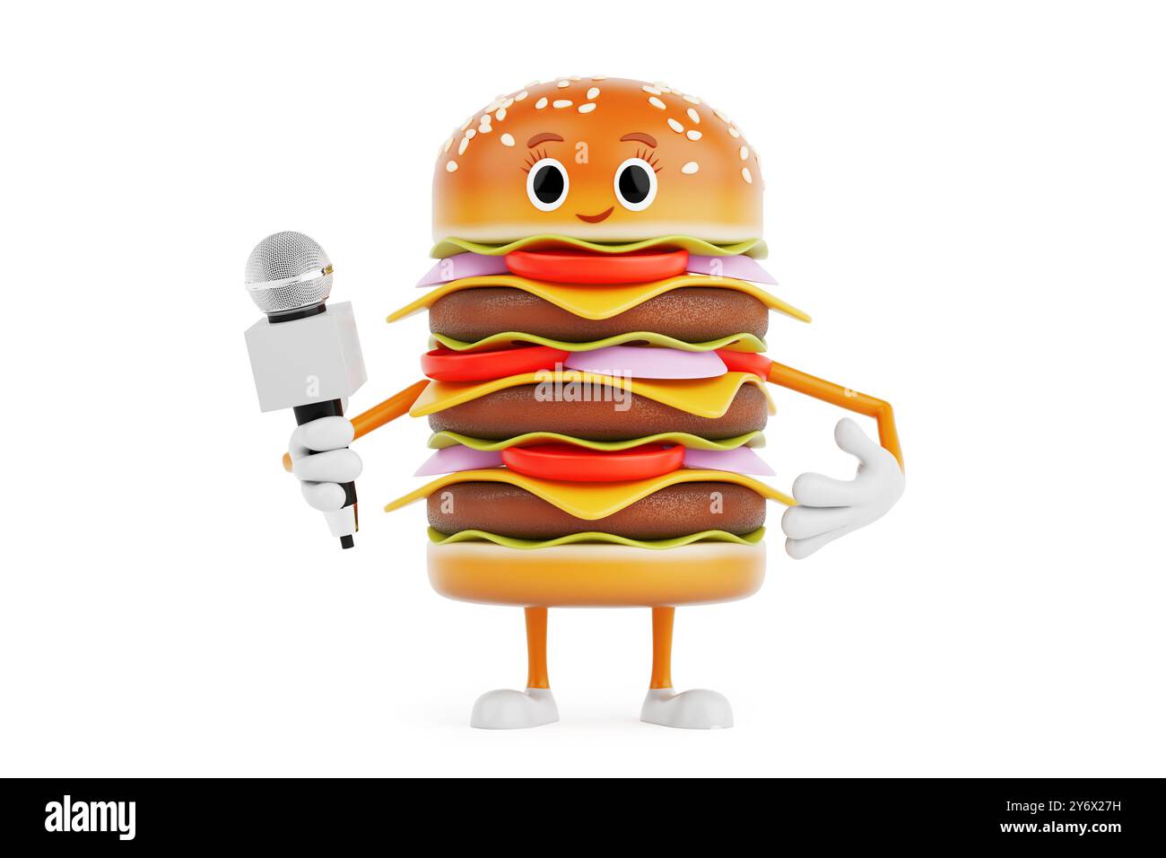 Cartoon Premium Delicious Burger Icon Person Character Mascot with ...