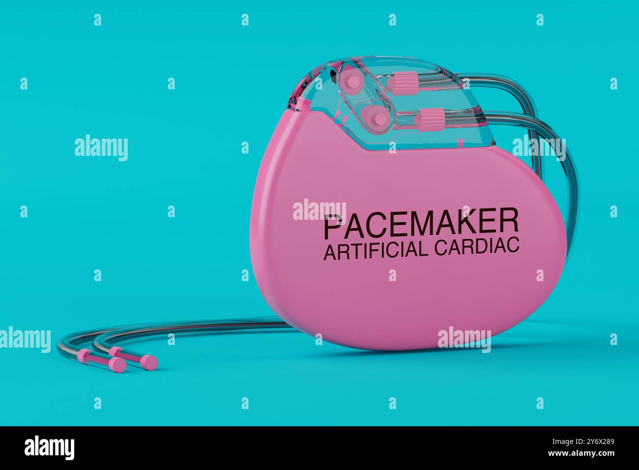 Implantable Pink Artificial Cardiac Pacemaker Device in Duotone Style ...