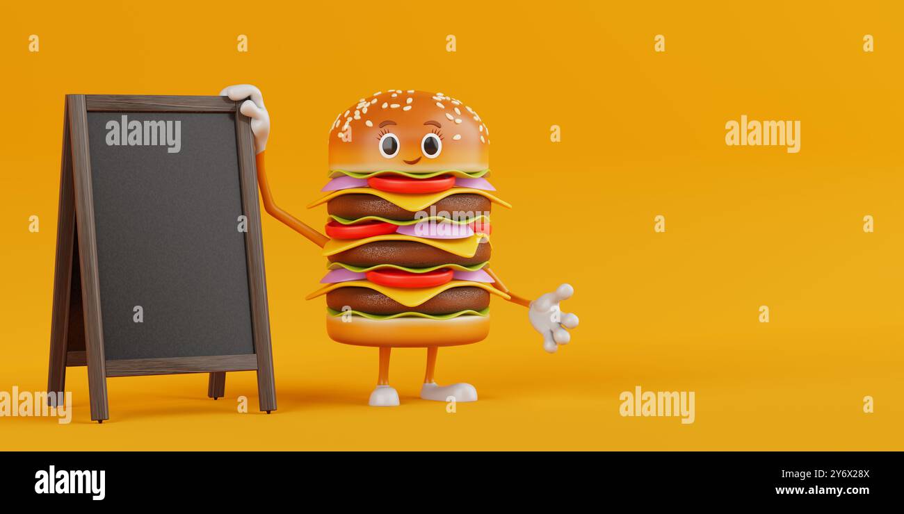 Cartoon Premium Delicious Burger Icon Person Character Mascot with ...