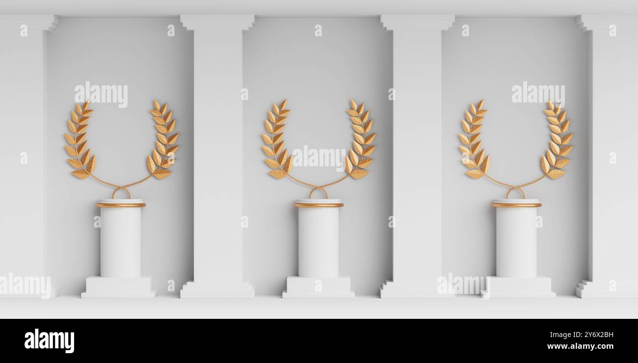 Empty Golden Laurel Winner First Place Stage Mockups on a white ...