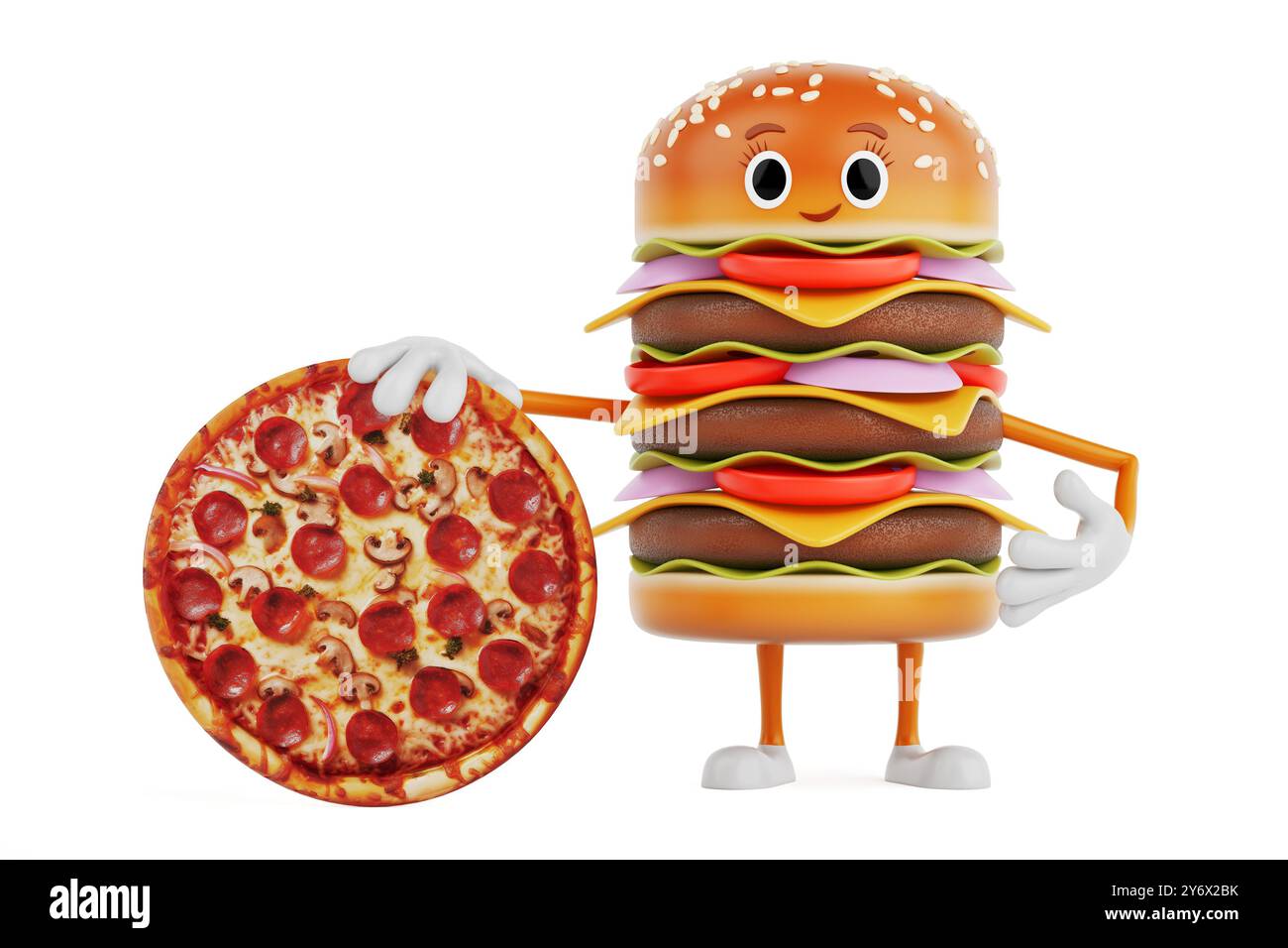 Cartoon Premium Delicious Burger Icon Person Character Mascot with ...