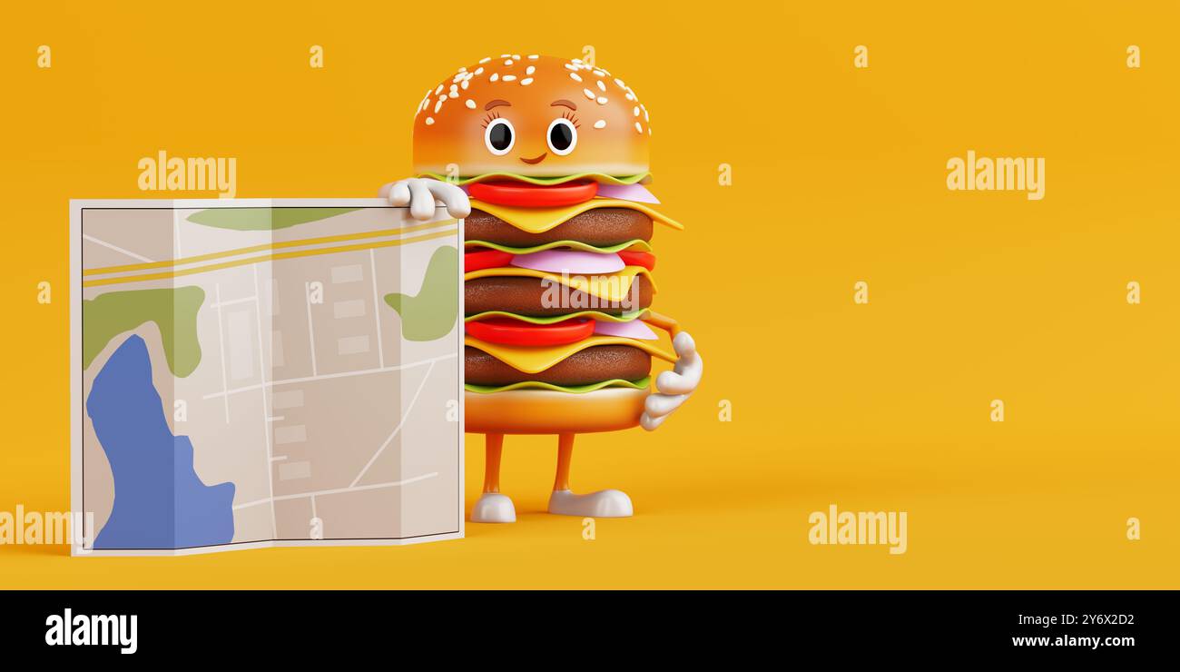 Cartoon Premium Delicious Burger Icon Person Character Mascot with ...