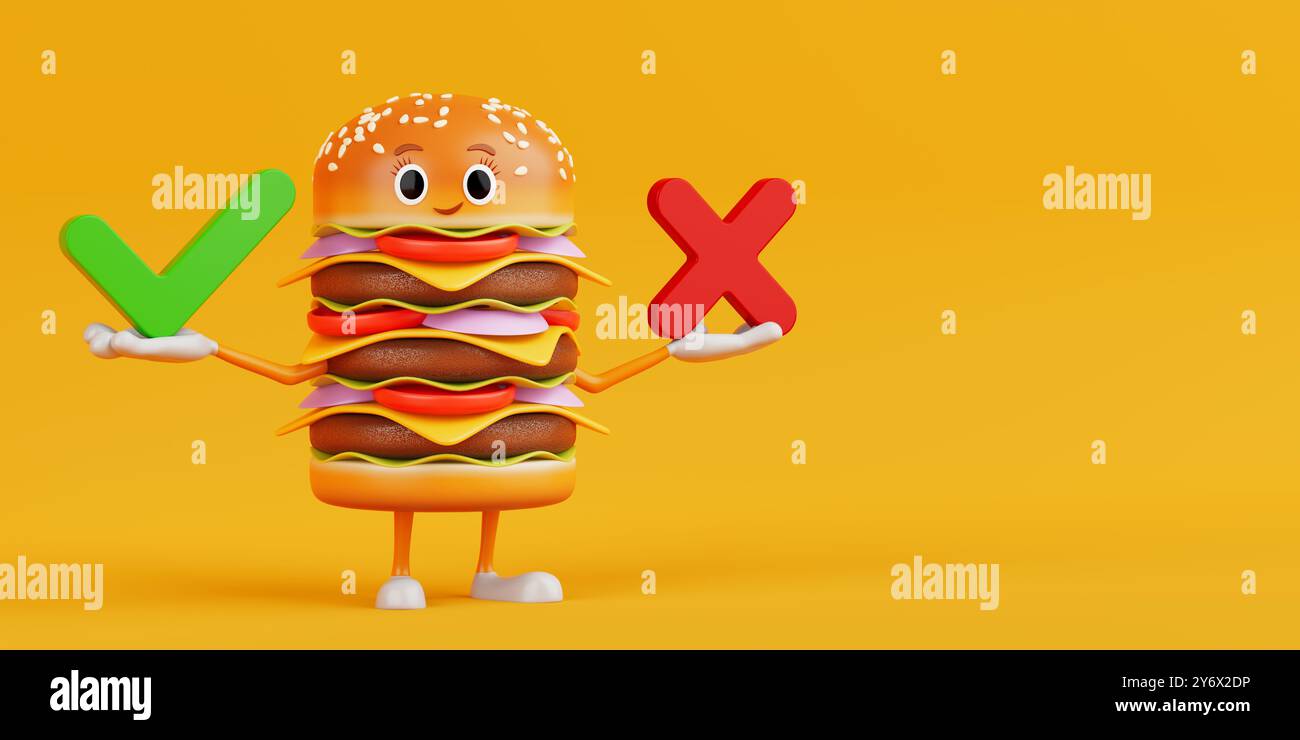 Cartoon Premium Delicious Burger Icon Person Character Mascot with Red ...