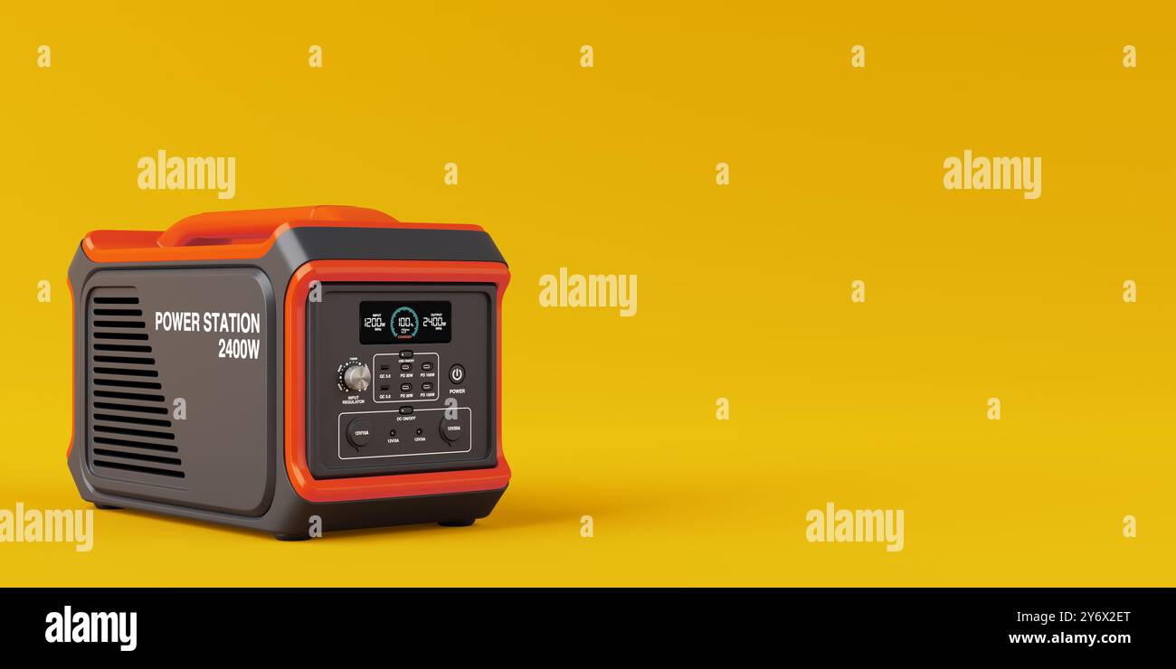 High Capacity Portable Power Generator Station on a yellow background ...