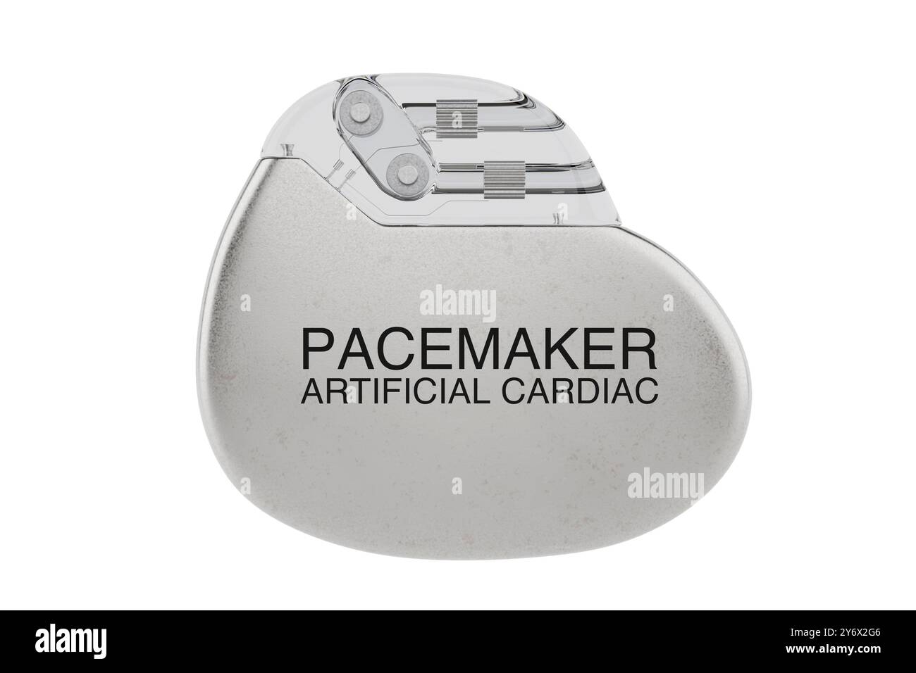 Implantable Artificial Cardiac Pacemaker Device on a white background ...