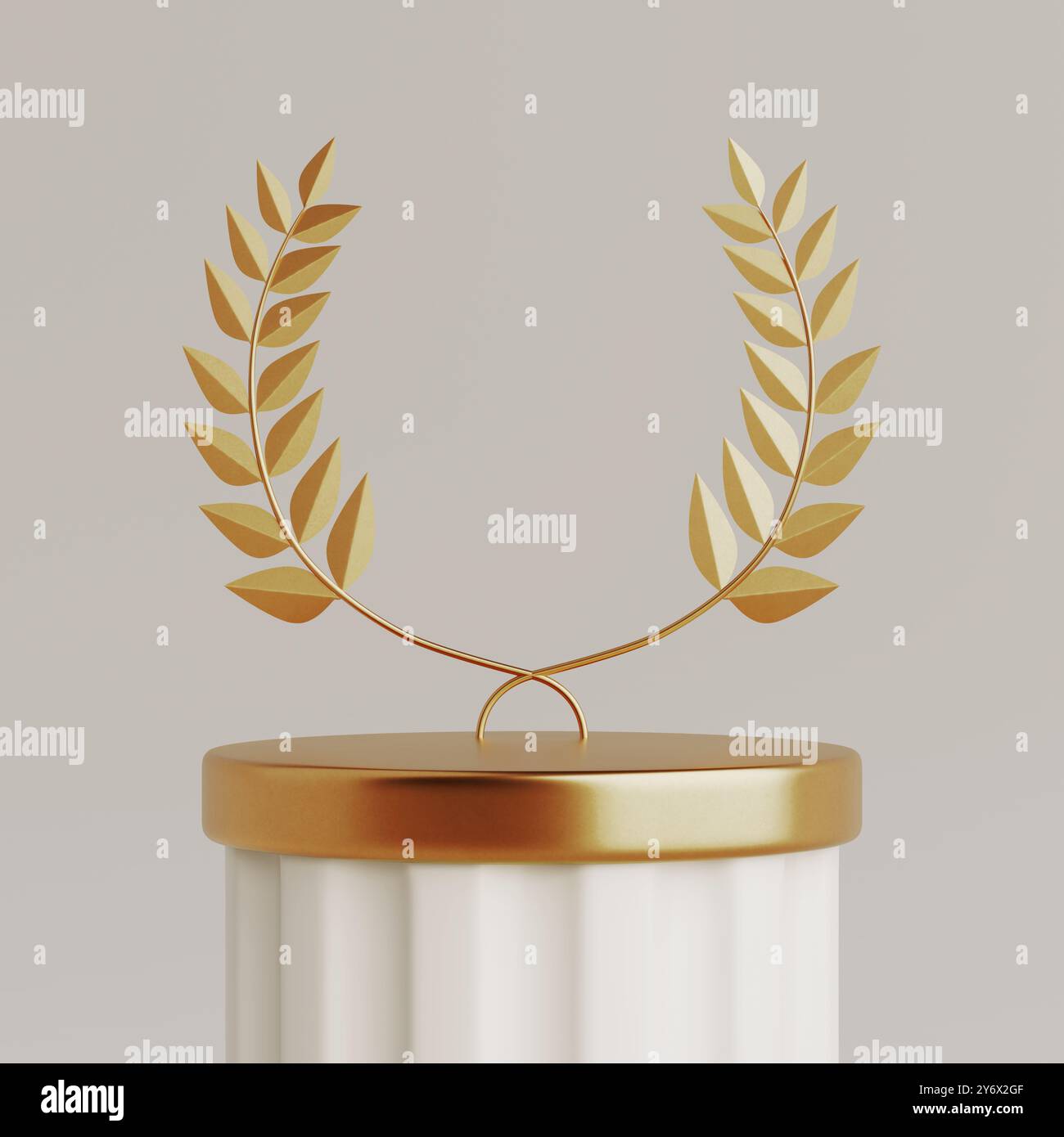 Empty Golden Laurel Winner First Place Stage Mockup on a white ...