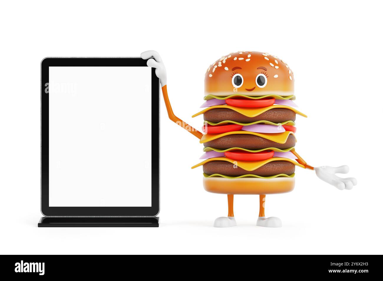 Cartoon Premium Delicious Burger Icon Person Character Mascot with ...