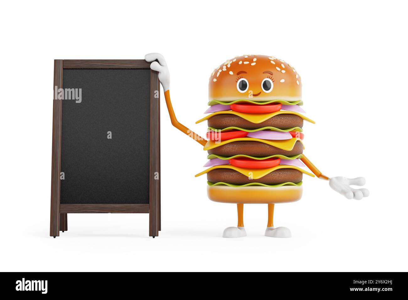 Cartoon Premium Delicious Burger Icon Person Character Mascot with ...