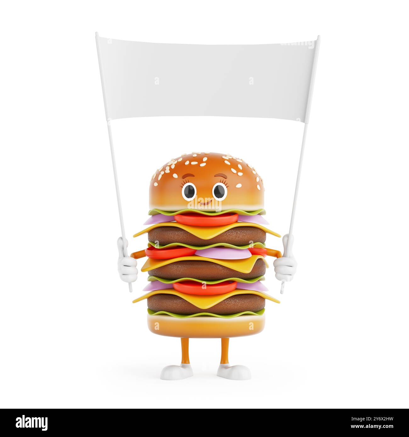 Cartoon Premium Delicious Burger Icon Person Character Mascot and Empty ...