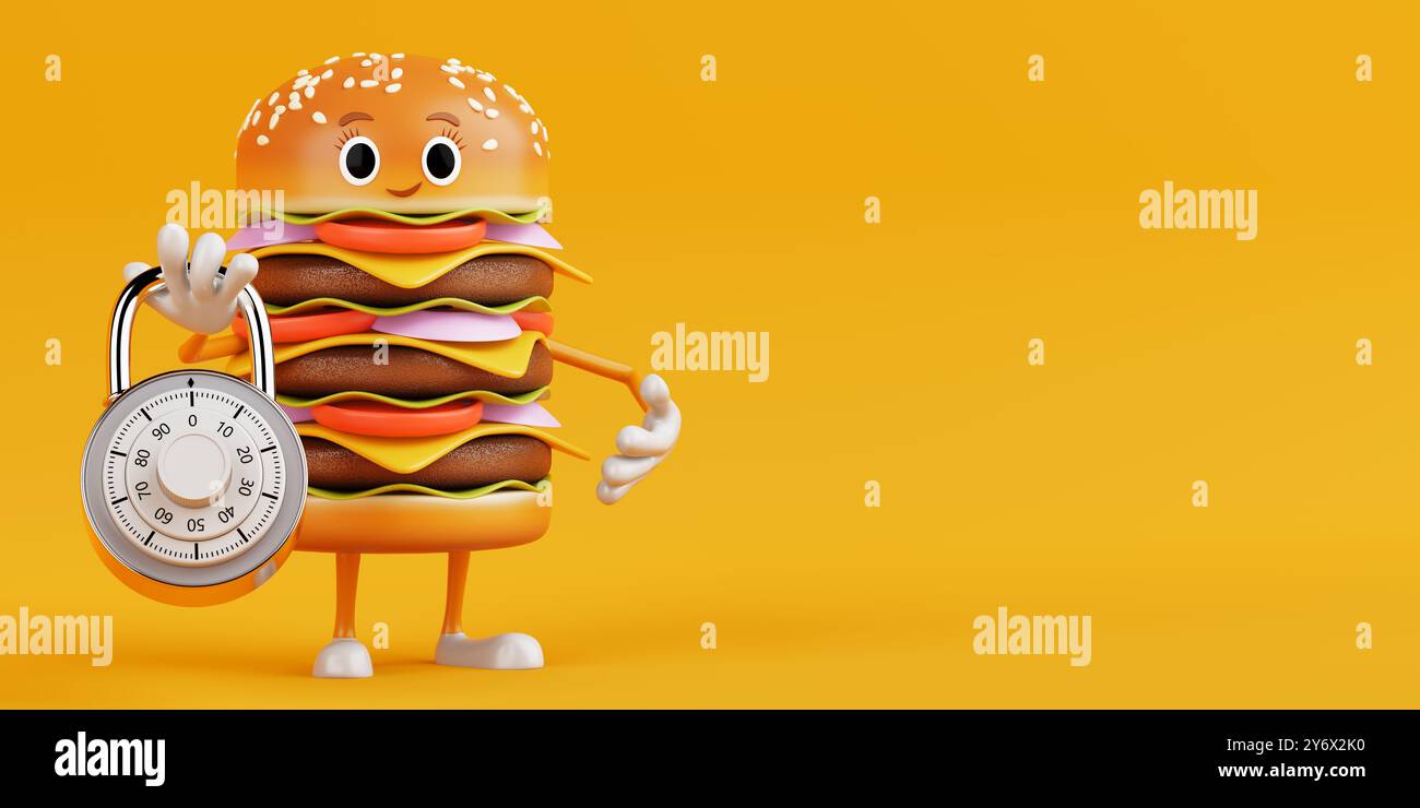 Cartoon Premium Delicious Burger Icon Person Character Mascot with ...