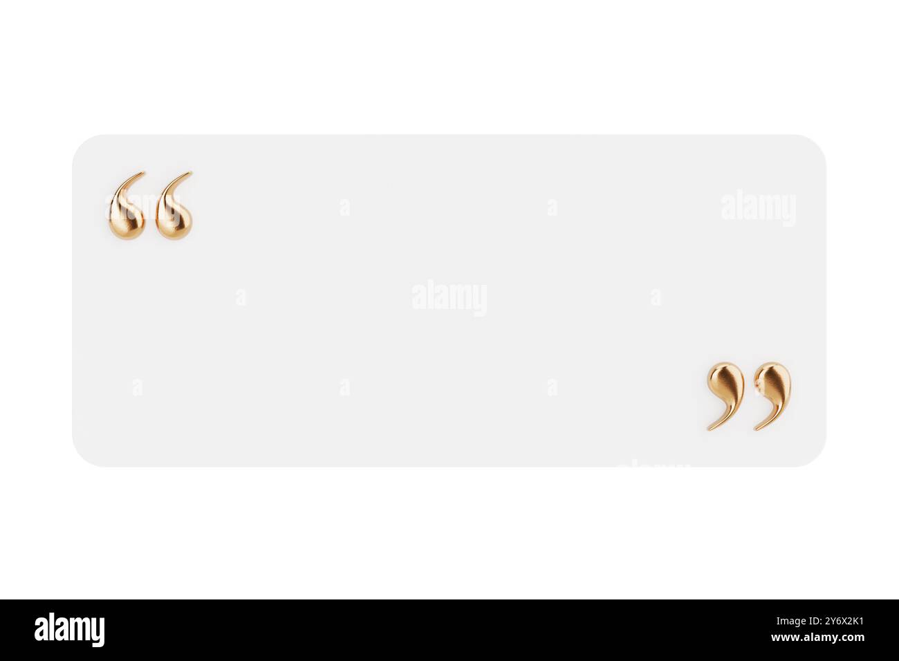 White Blank Card with Golden Quotation Marks on a white background. 3d ...