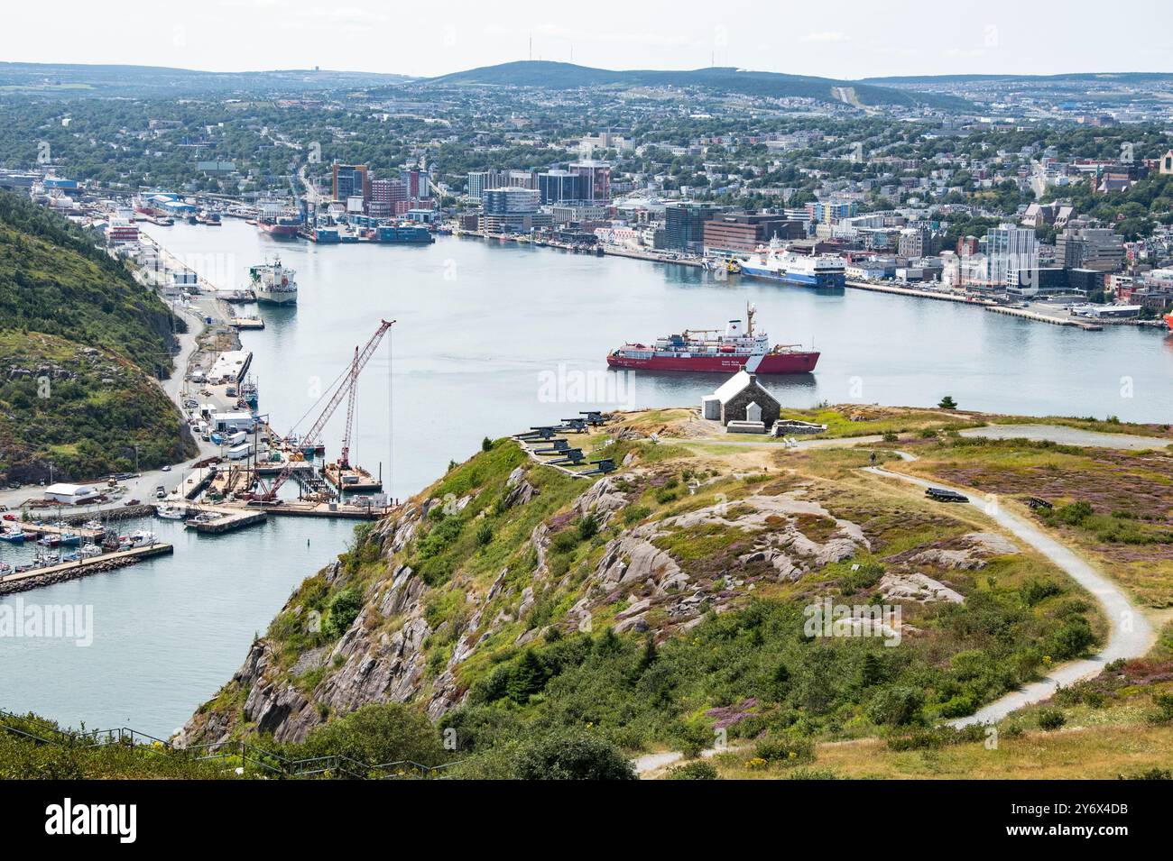 View of the coast guard ship from Signal Hill National Historic Site in ...
