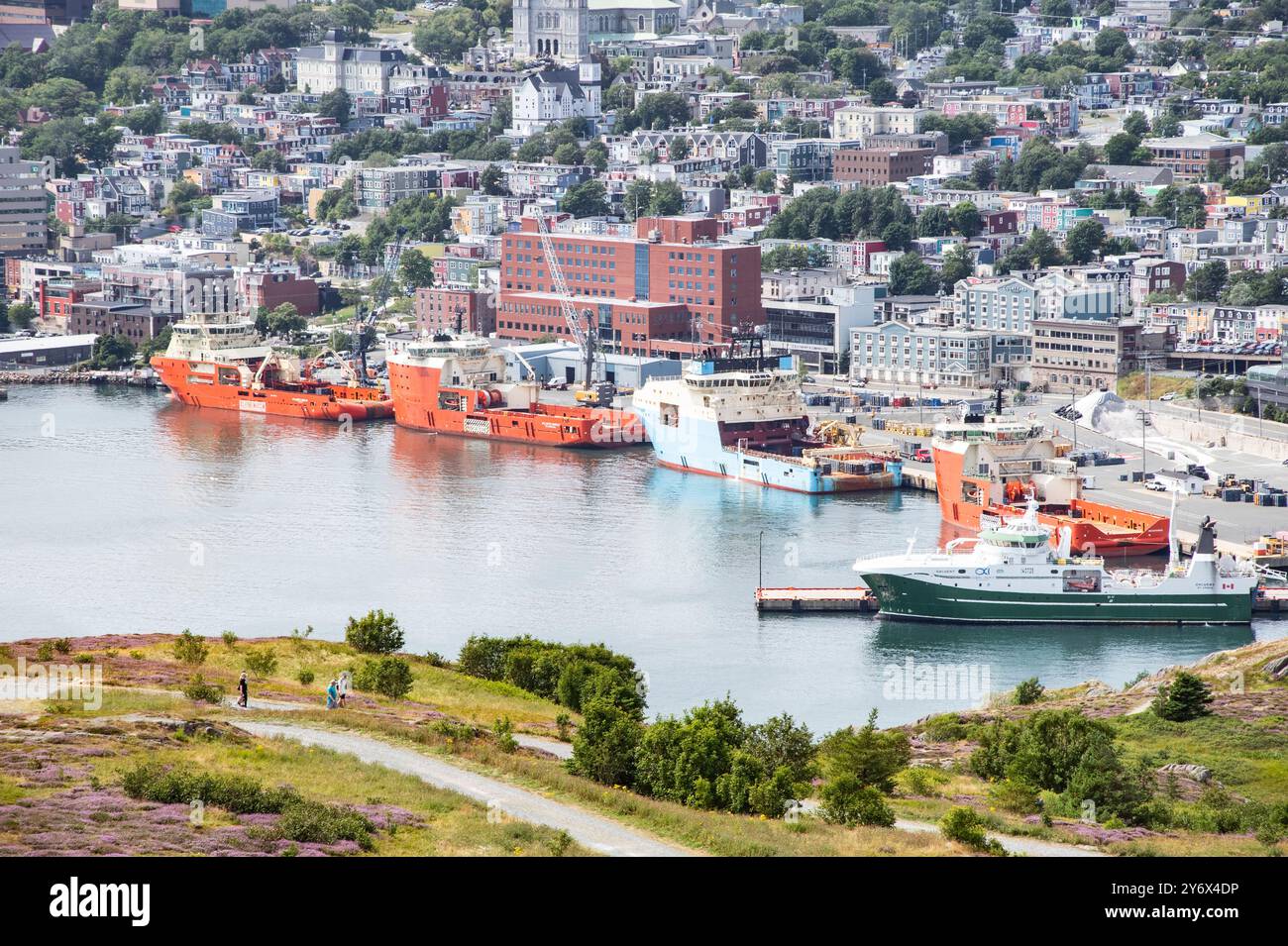 View of the port and downtown from Signal Hill National Historic Site ...