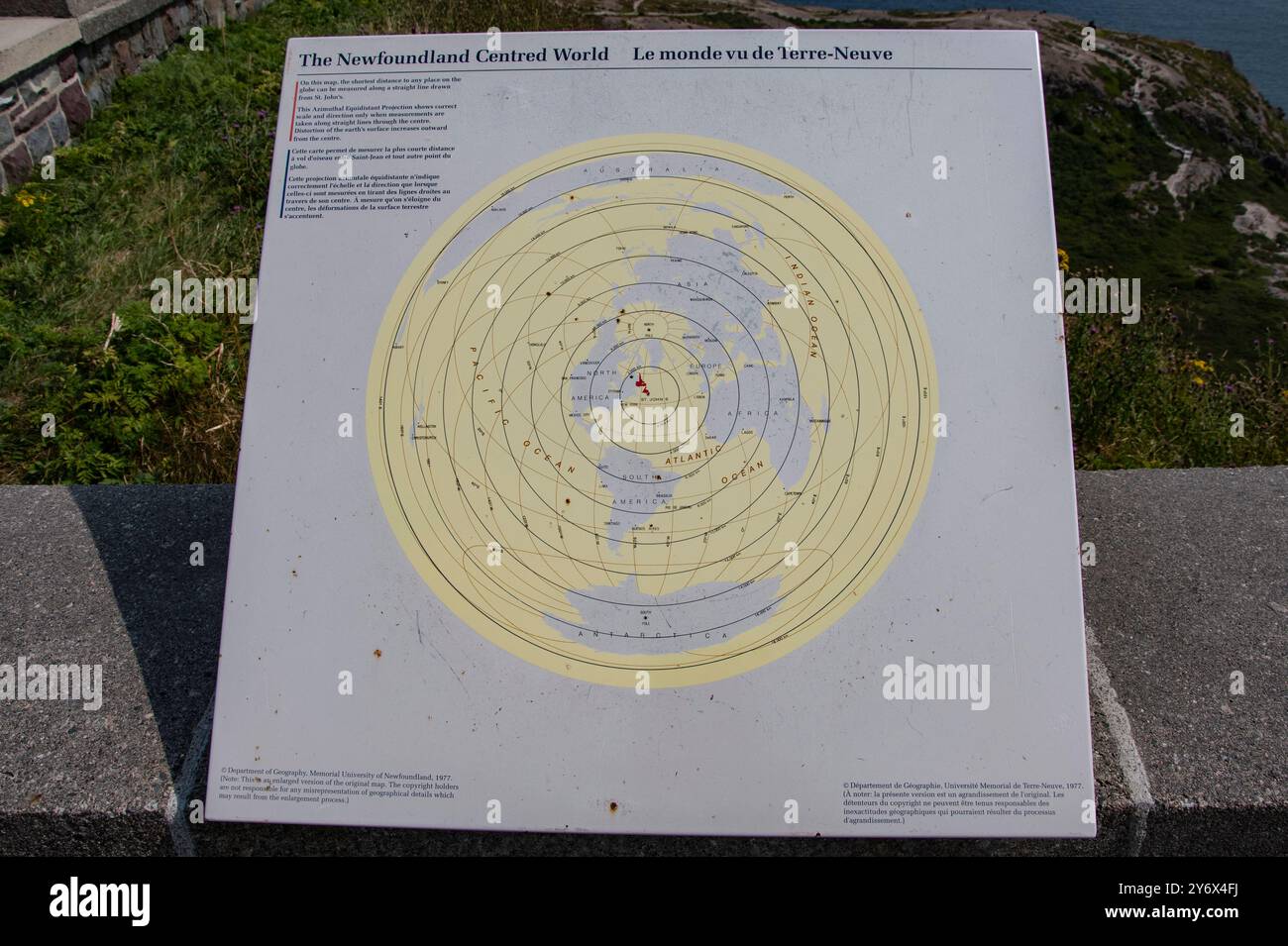 Newfoundland centred world sign at Signal Hill National Historic Site ...