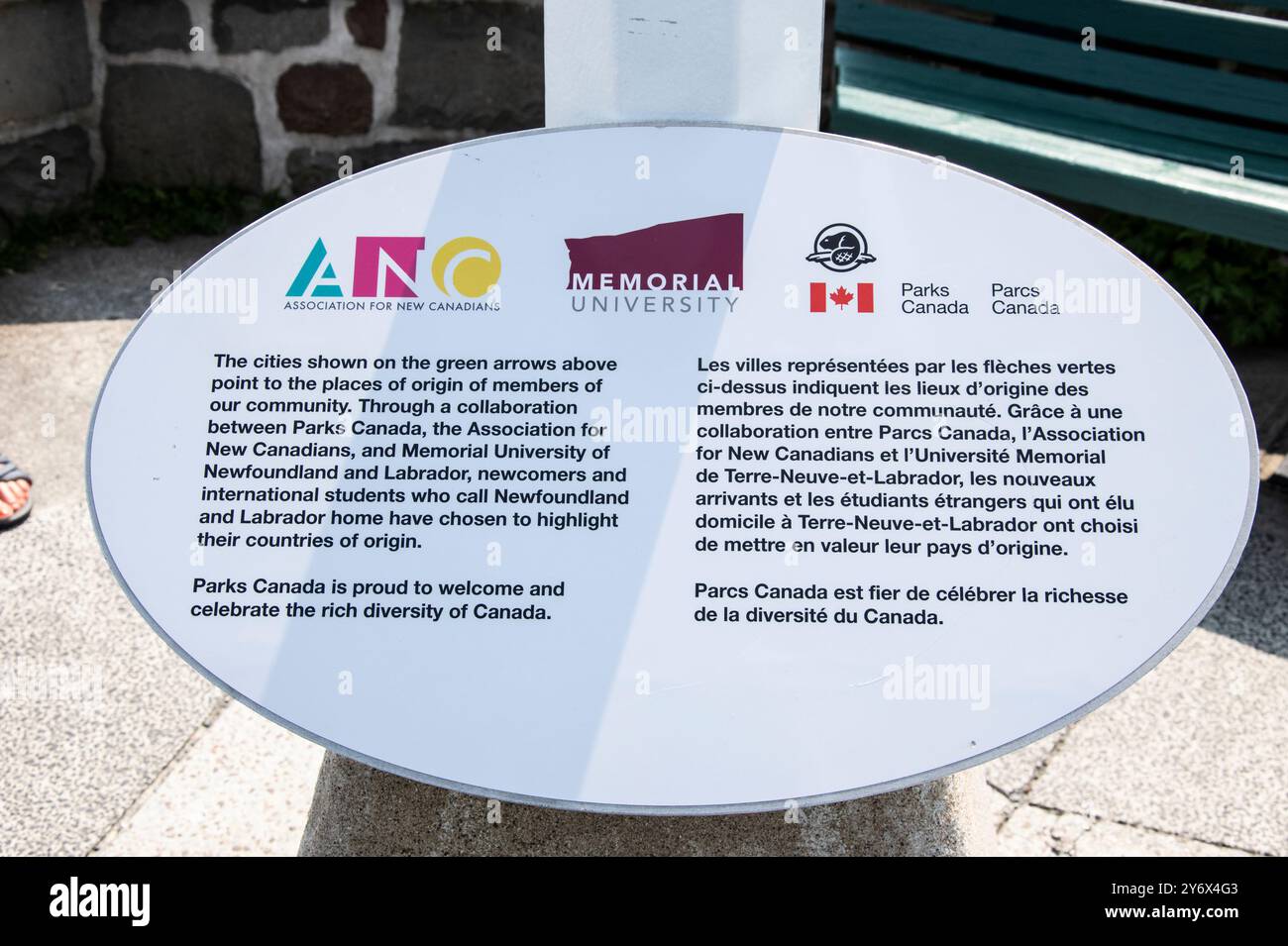 Parks Canada sign for directional green arrow signs at Signal Hill ...