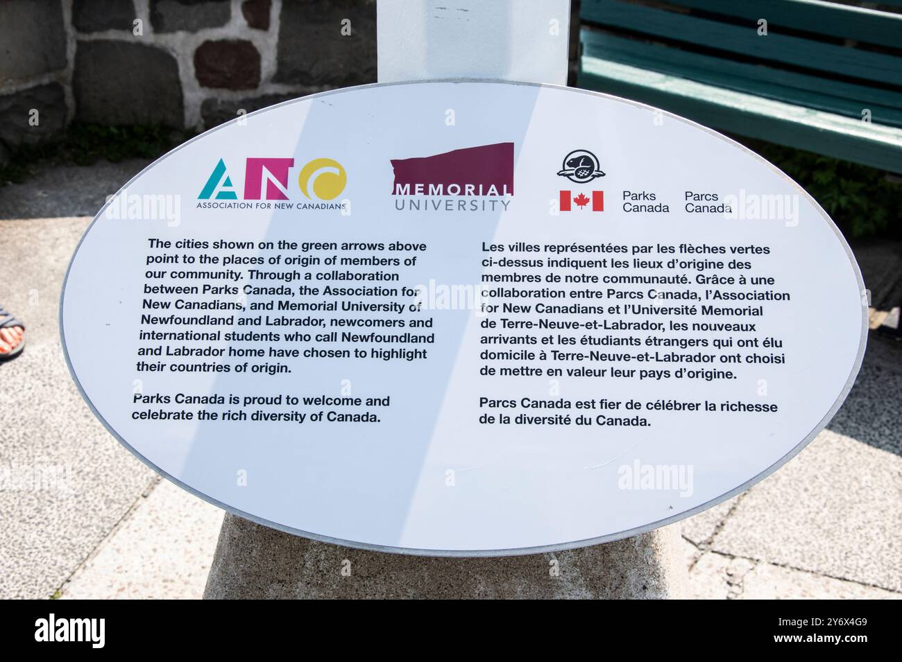 Parks Canada sign for directional green arrow signs at Signal Hill ...